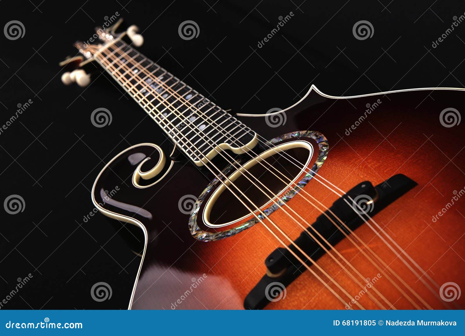 Mandolin isolated on black stock image. Image of banjo - 68191805