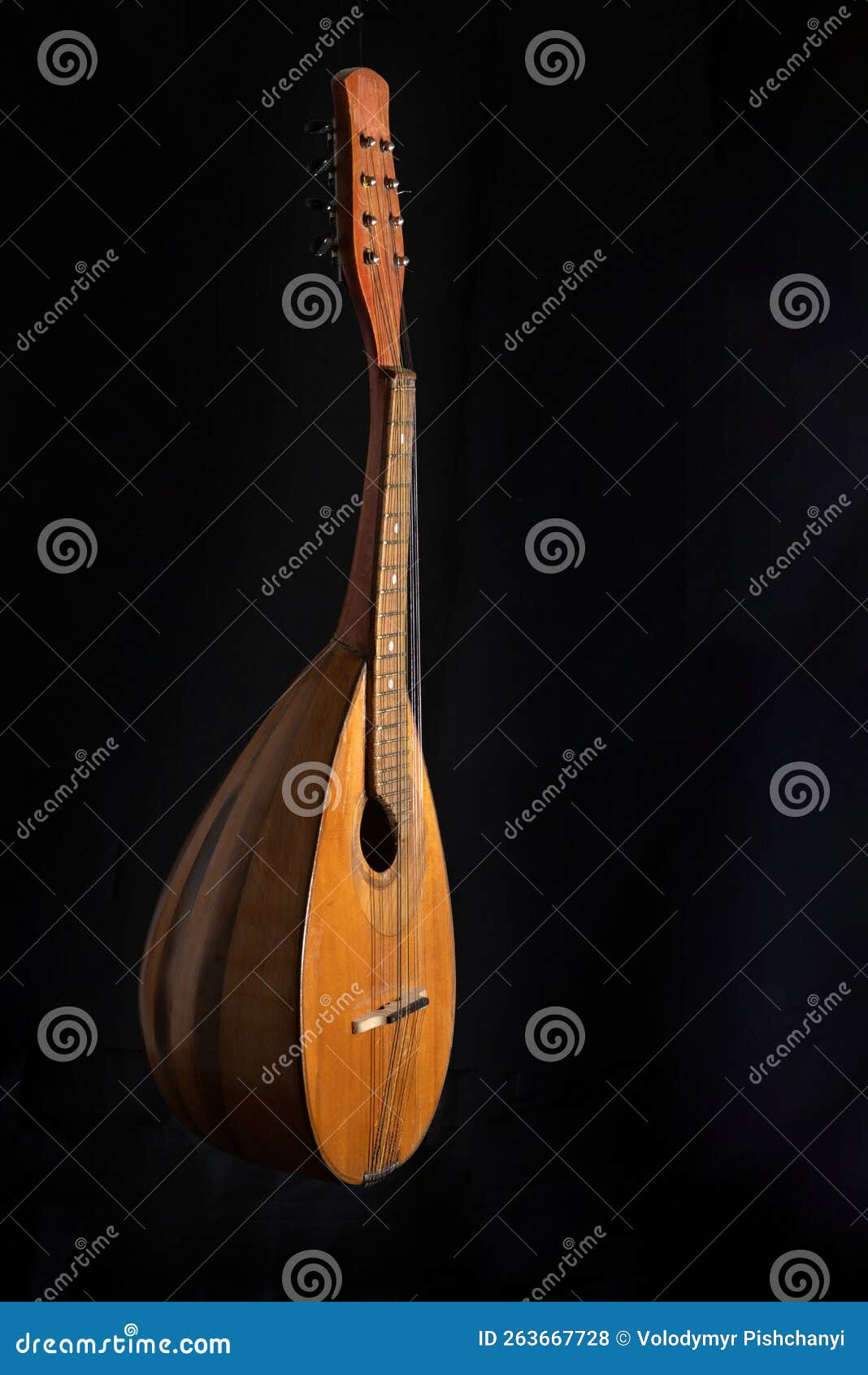 Mandolin is Placed Vertically on a Black Background Stock Photo - Image ...