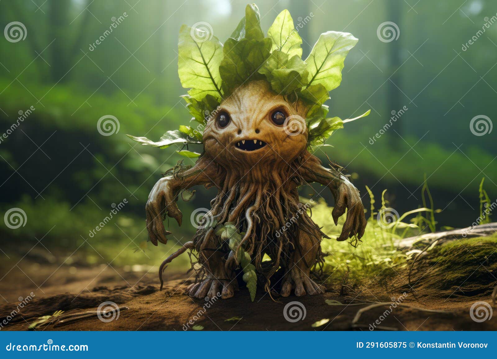 Mythical Mandrake Plant In Vintage Style. Fantasy Magic Flower ...