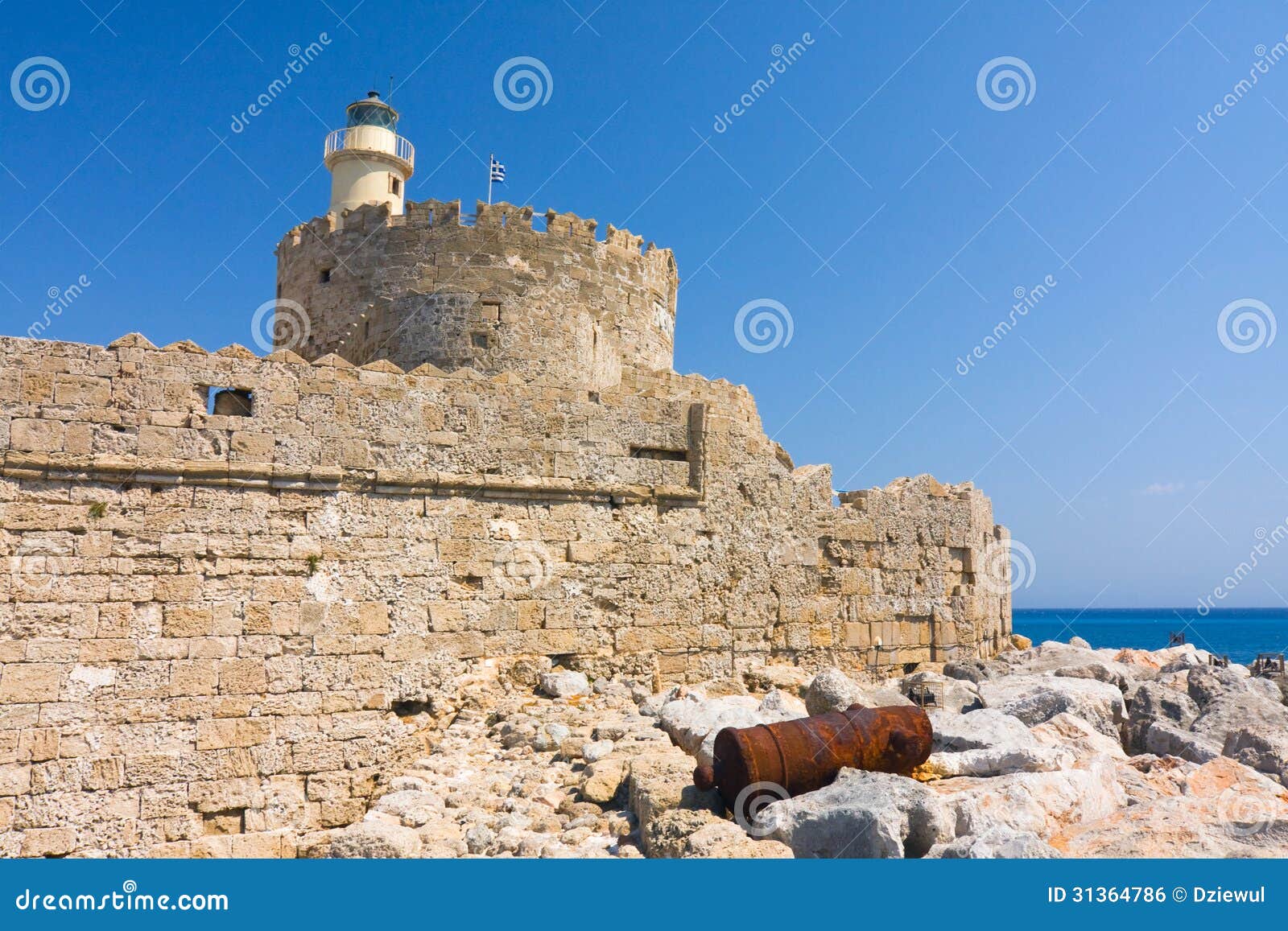 Mandraki harbor, Rhodes stock photo. Image of leaf, architecture - 31364786