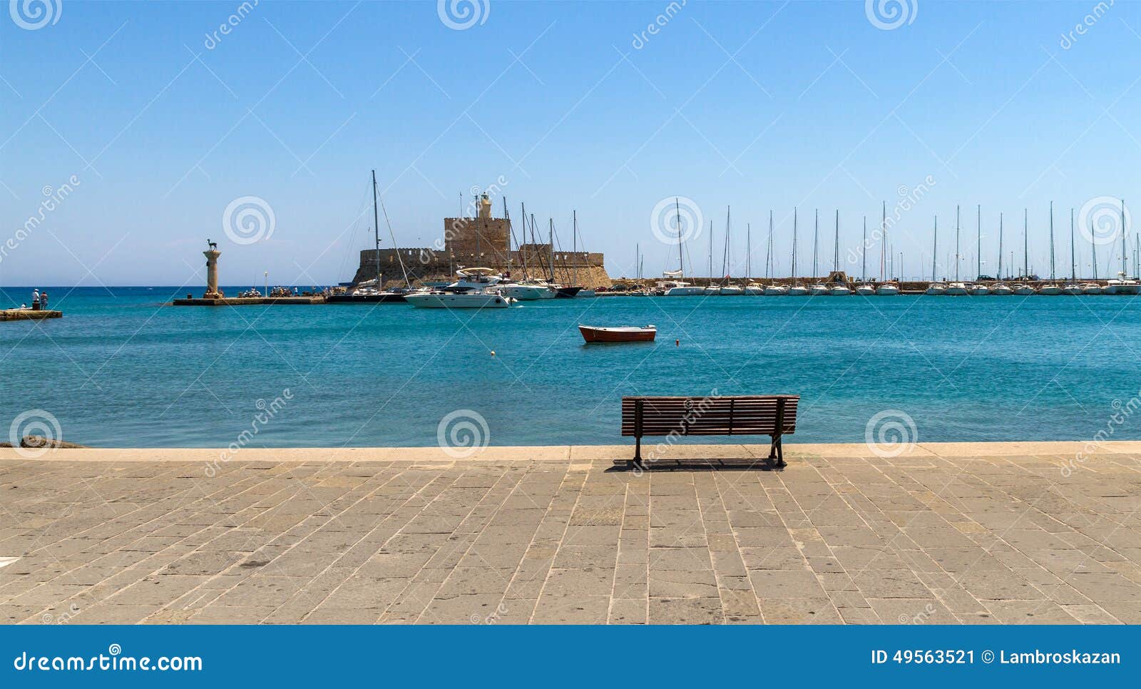 Mandraki, the Oldest Harbor of Rhodes Island Stock Image - Image of ...