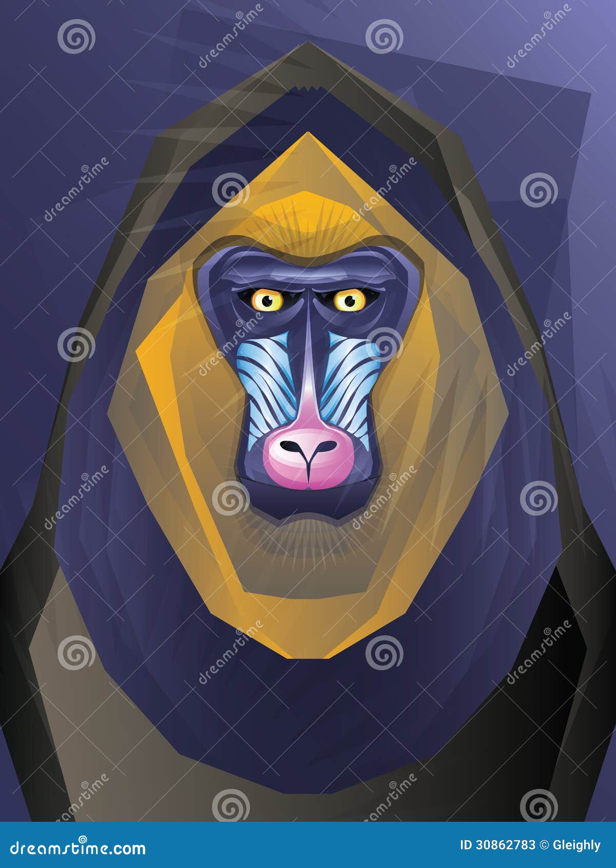 Mandril Monkey Illustration Stock Vector - Illustration of pink ...