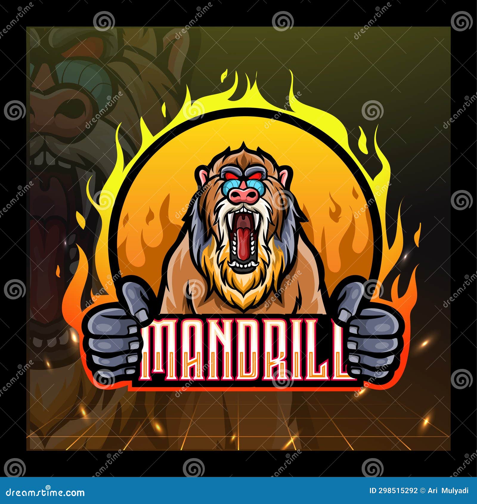Mandrill Baboon Mascot Esport Logo Design Stock Vector - Illustration ...