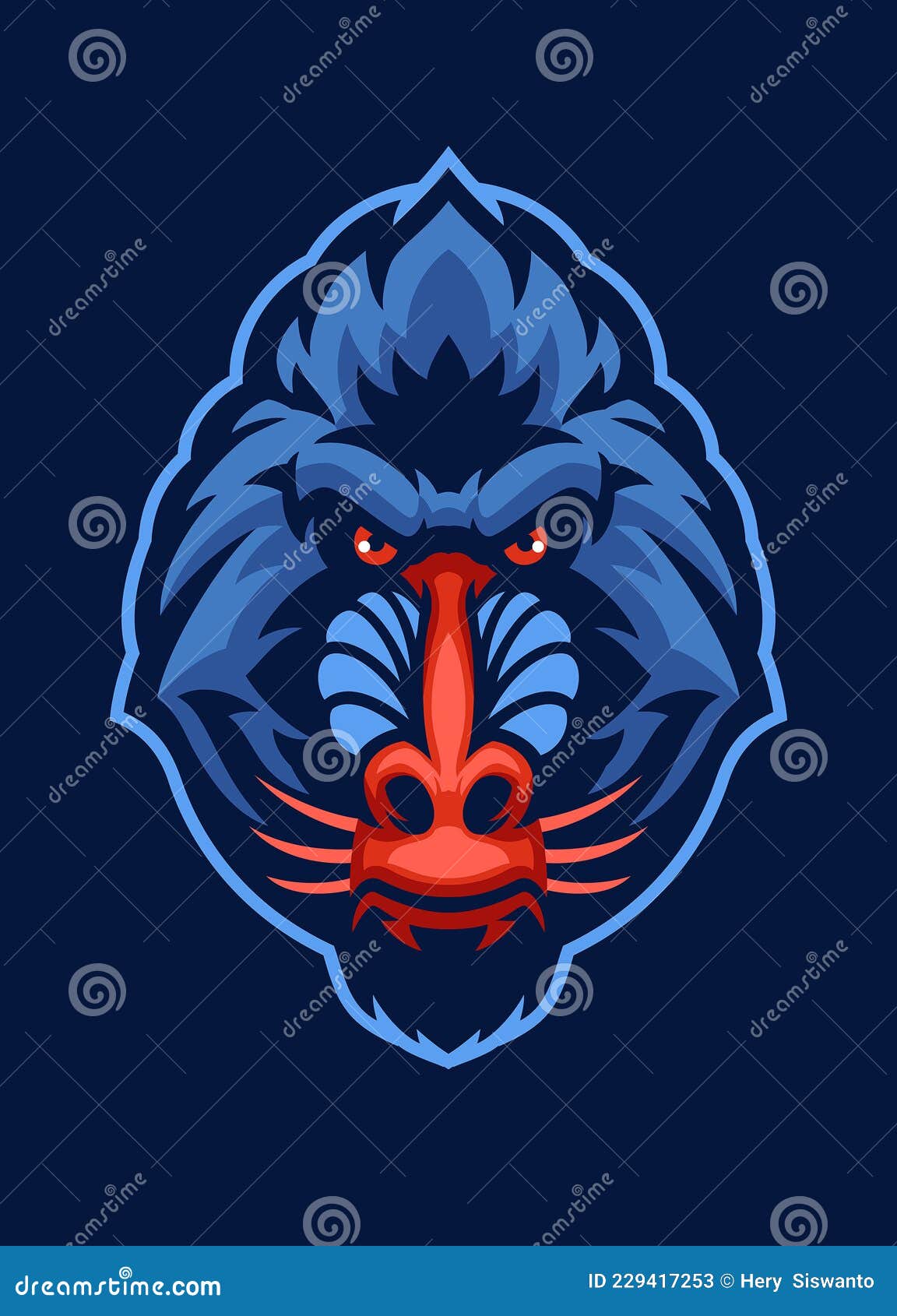 Mandrill Monkey Head Mascot Logo Stock Vector - Illustration of face ...