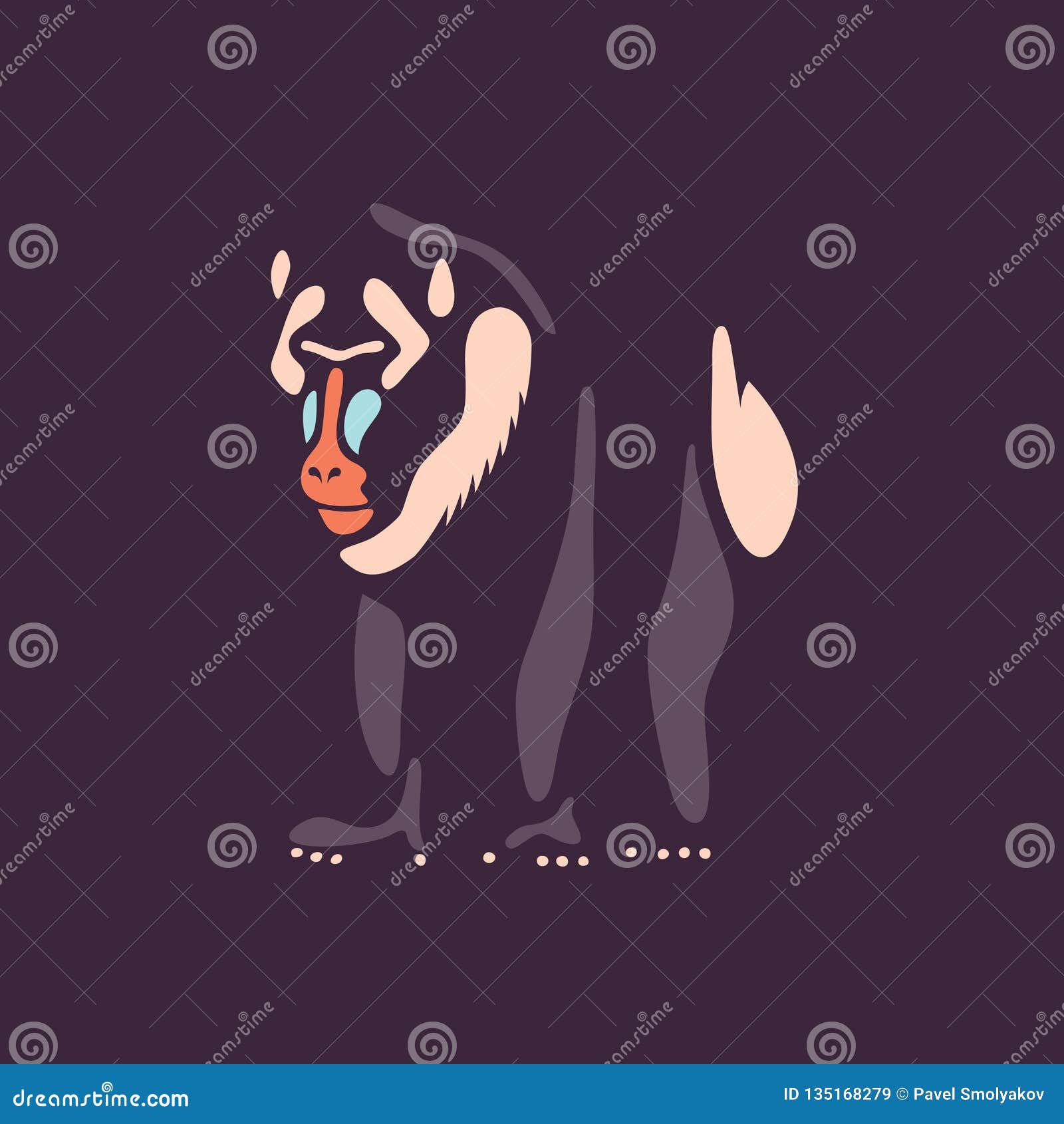Mandrill Monkey Illustration Cartoon Vector | CartoonDealer.com #135168279