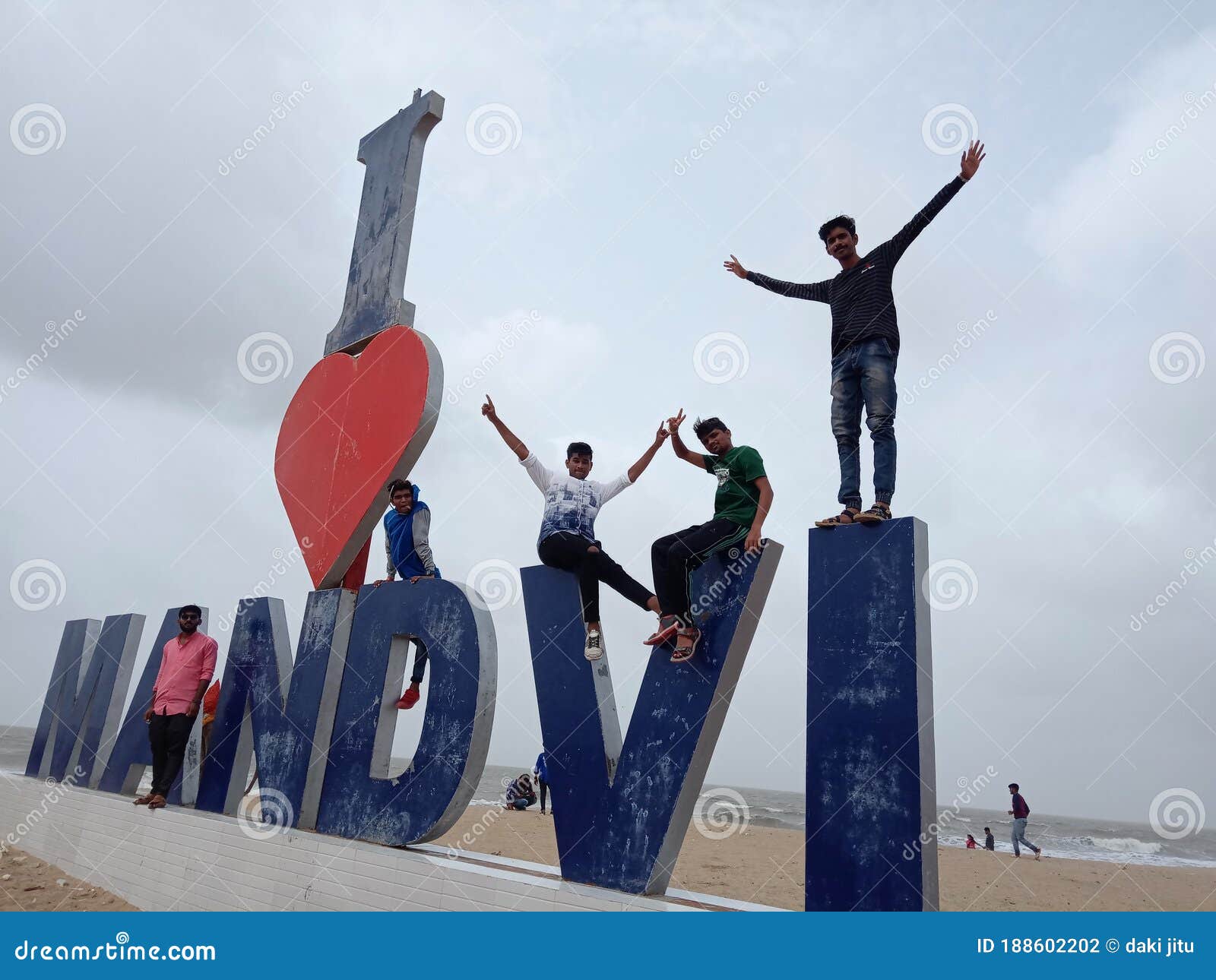 The Mandvi Beach of the Kachh. Men Have Hands Against the Sky Editorial ...