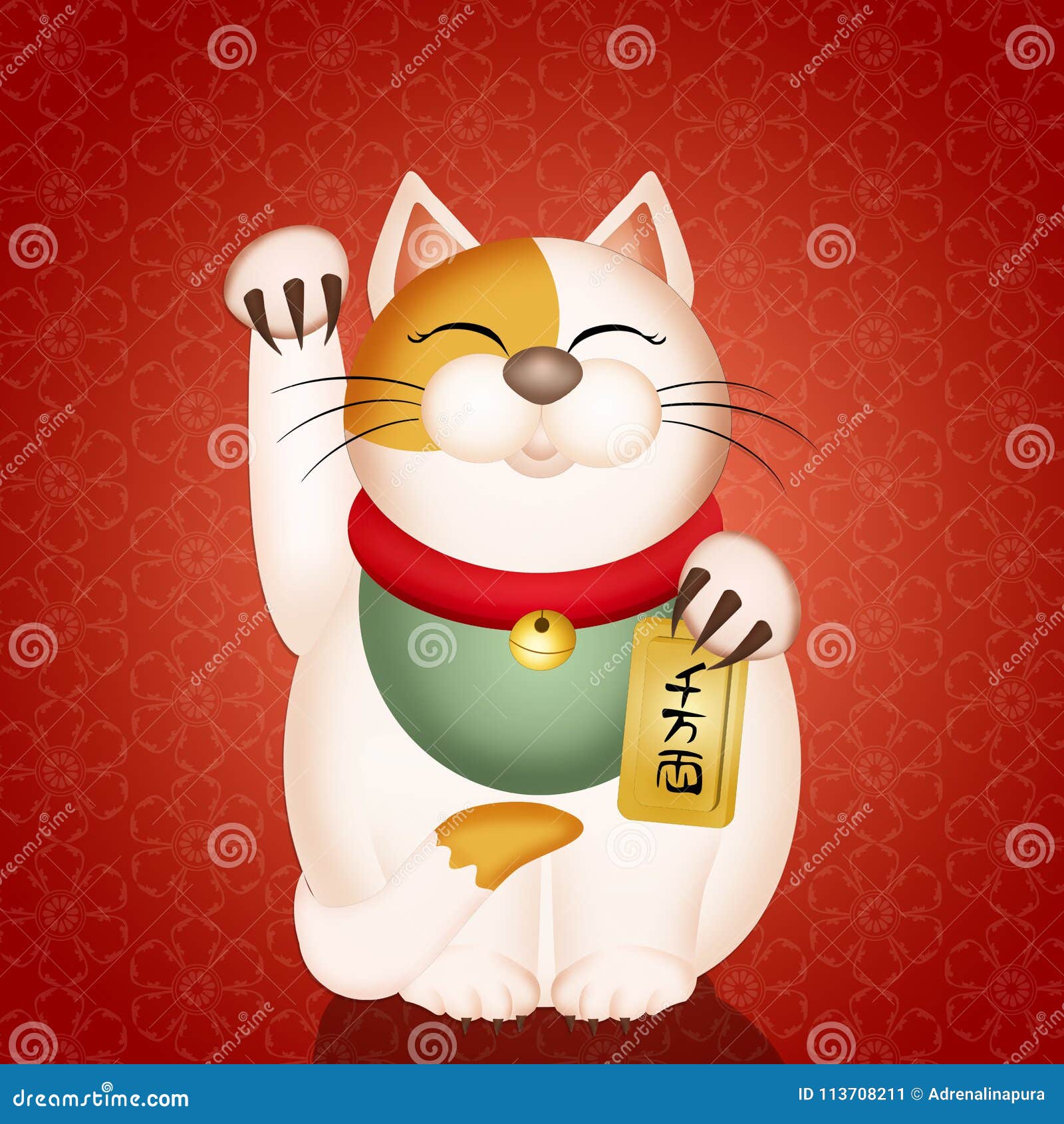 Maneki Neco Cat of Japanese Fortune Stock Illustration - Illustration ...