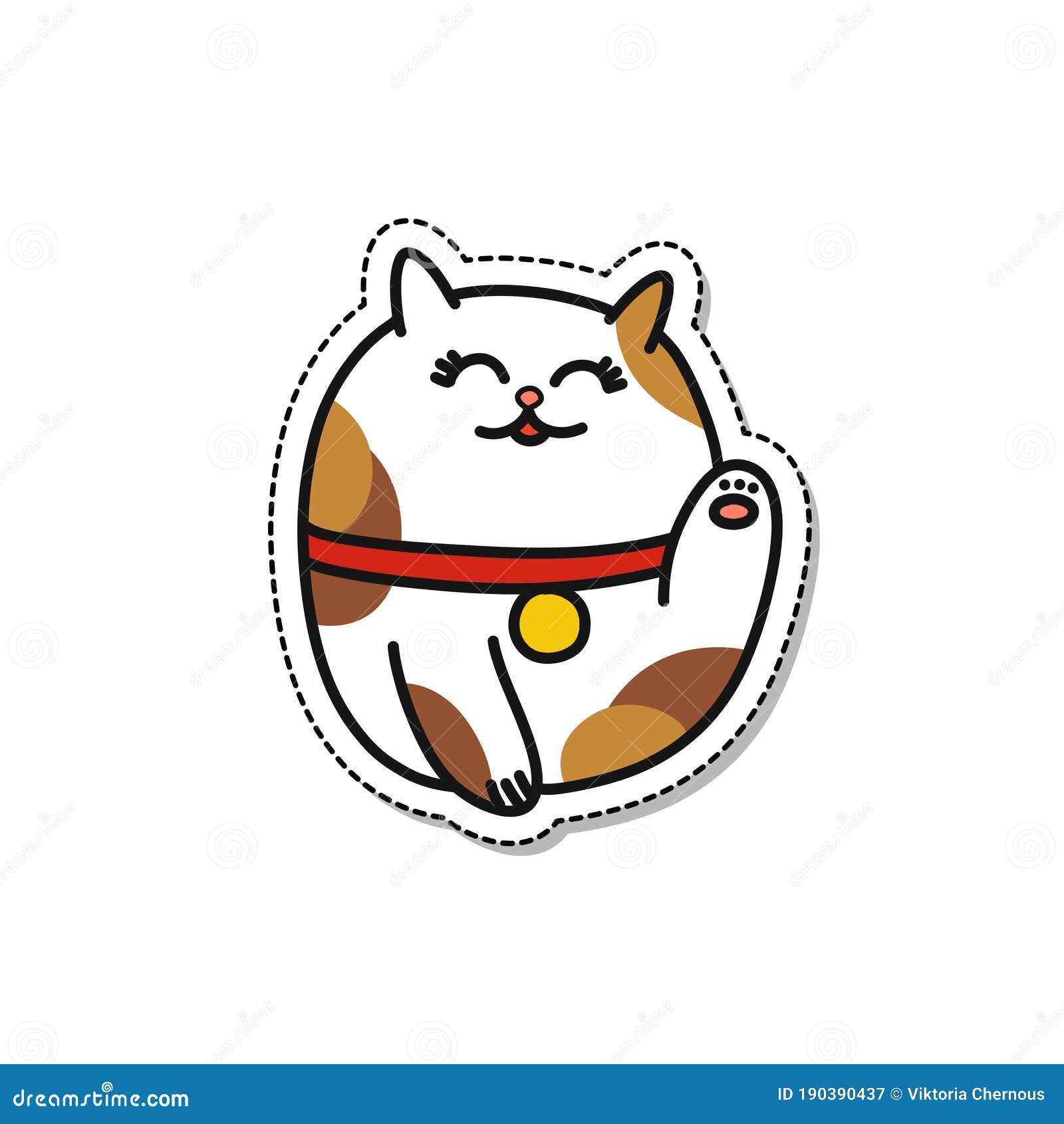 Maneki Neko Doodle Icon, Vector Sticker Illustration Stock Illustration ...