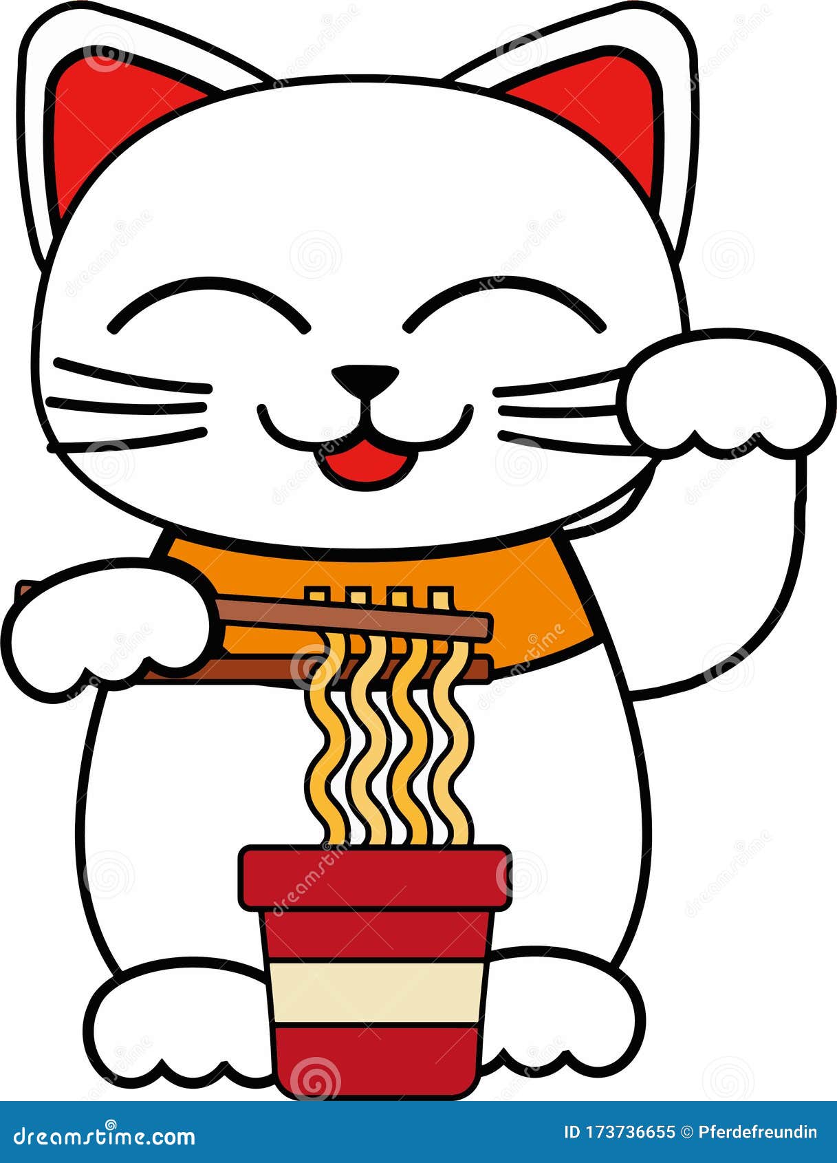 Maneki Neko Ramen Cat ilustración del vector. Ilustración de afortunado ...