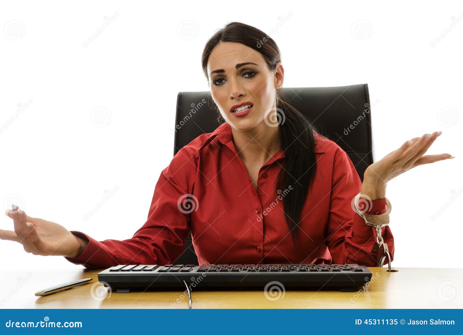 Manetta Della Donna Allo Scrittorio Immagine Stock - Immagine di ...