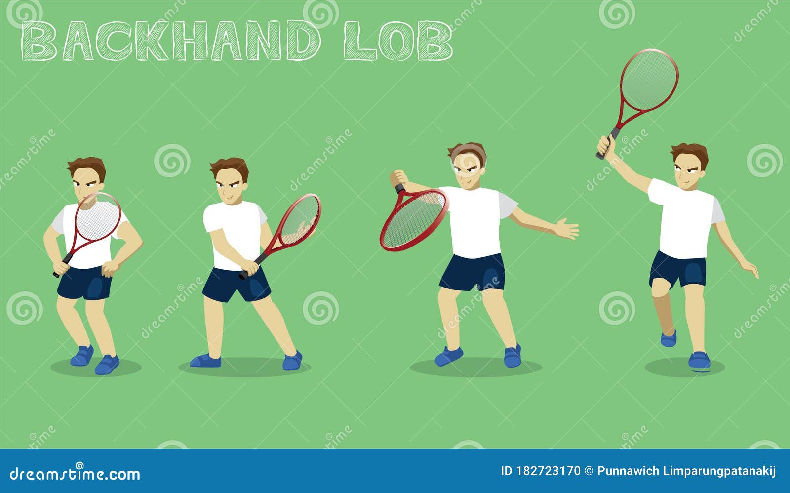 Manga Man Backhand Volley Tennis Set Tutorial Vector Illustration ...