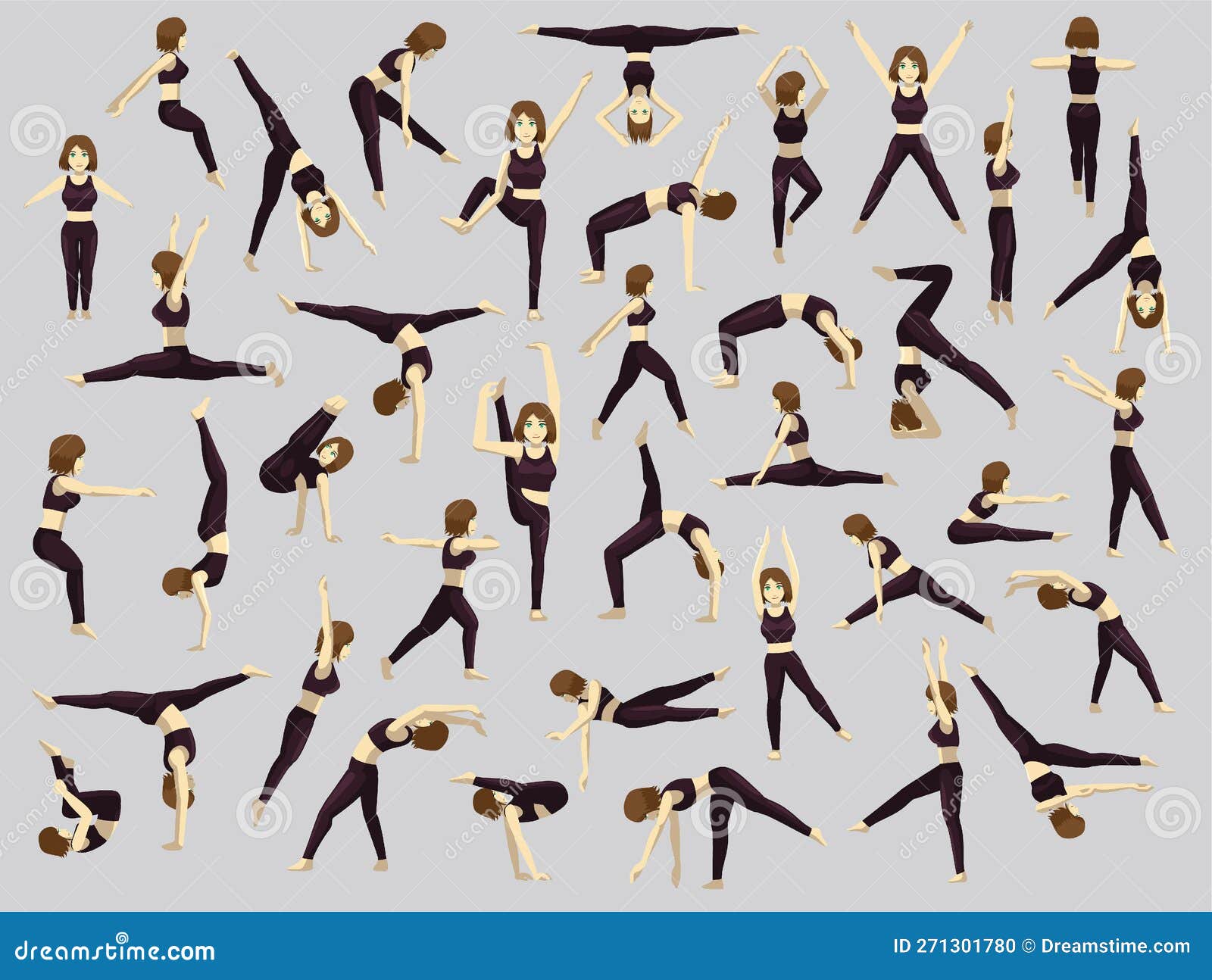 Manga Cartoon Gymnastic Poses Various Illustration Vector Stock Vector ...