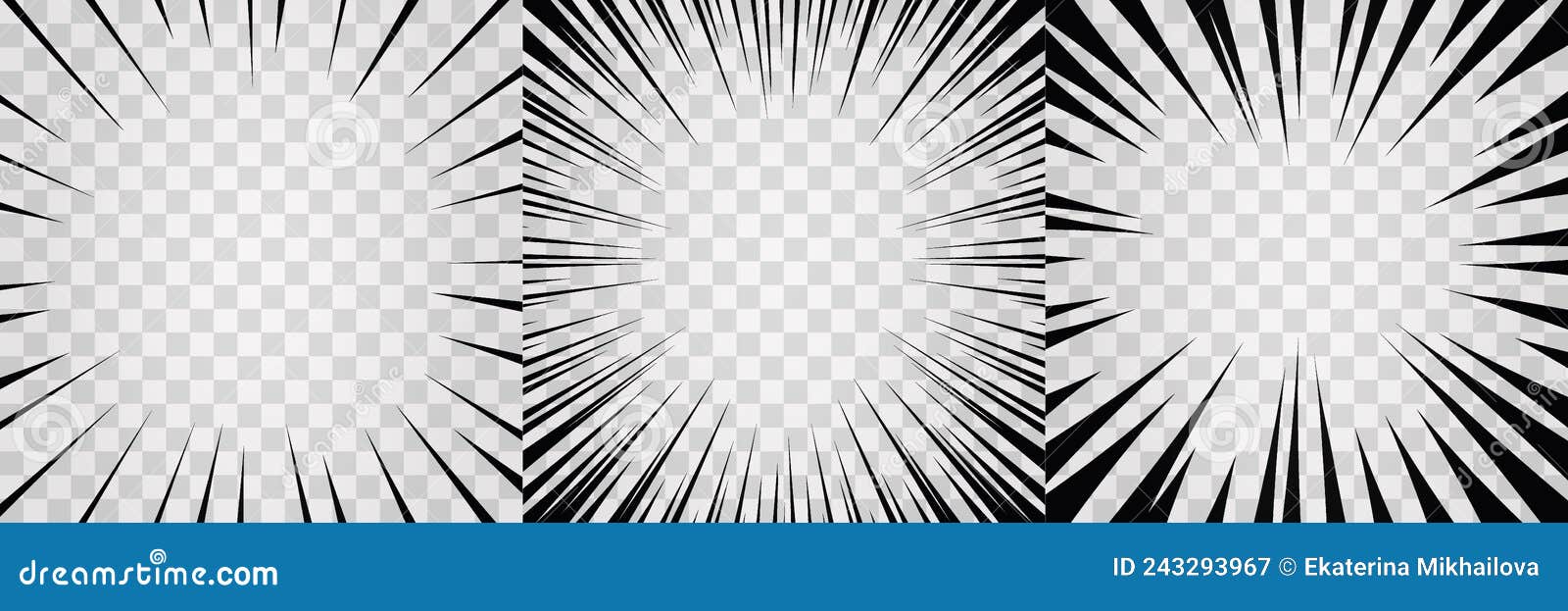 Manga Comic Effect Banner with Speed Rays in Retro Style. Comicbook ...