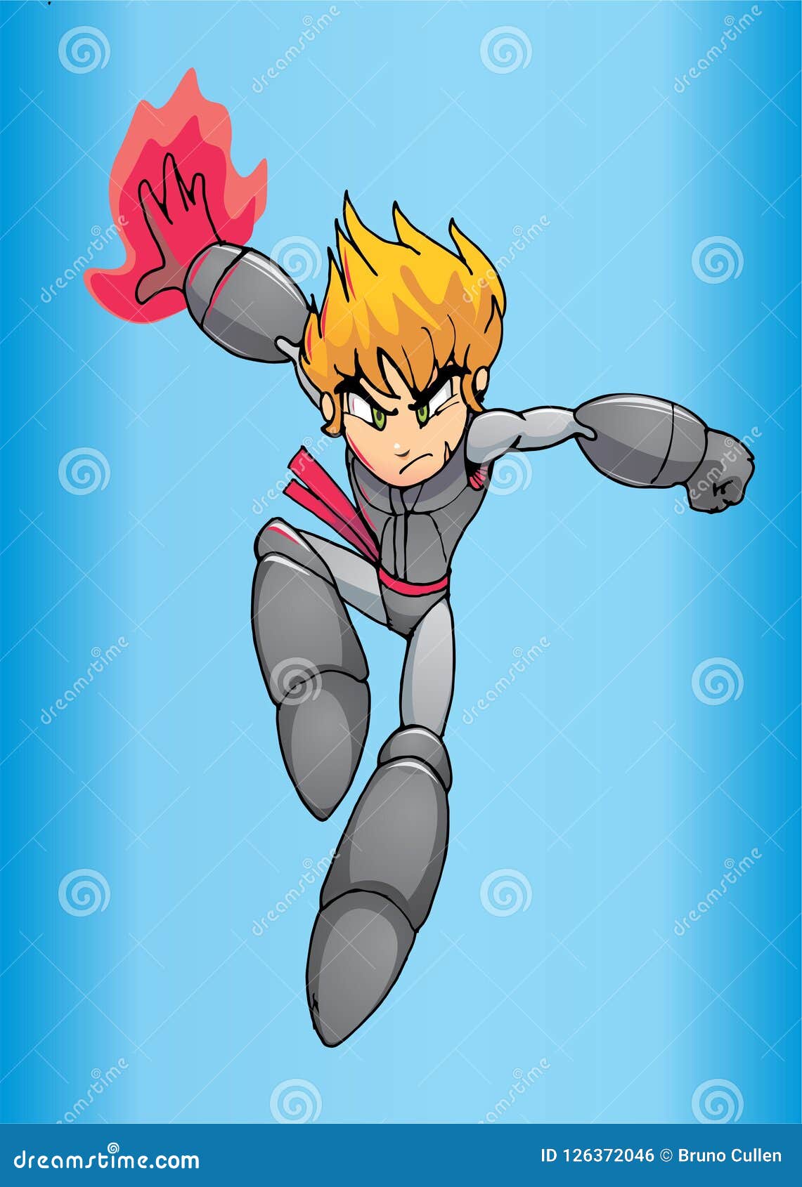 Manga Hero Jumping stock vector. Illustration of work - 126372046