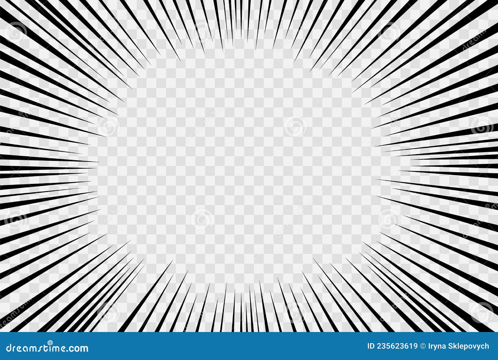 Manga Frame with Speed Flash Lines. Comic Anime Effect. Vector ...
