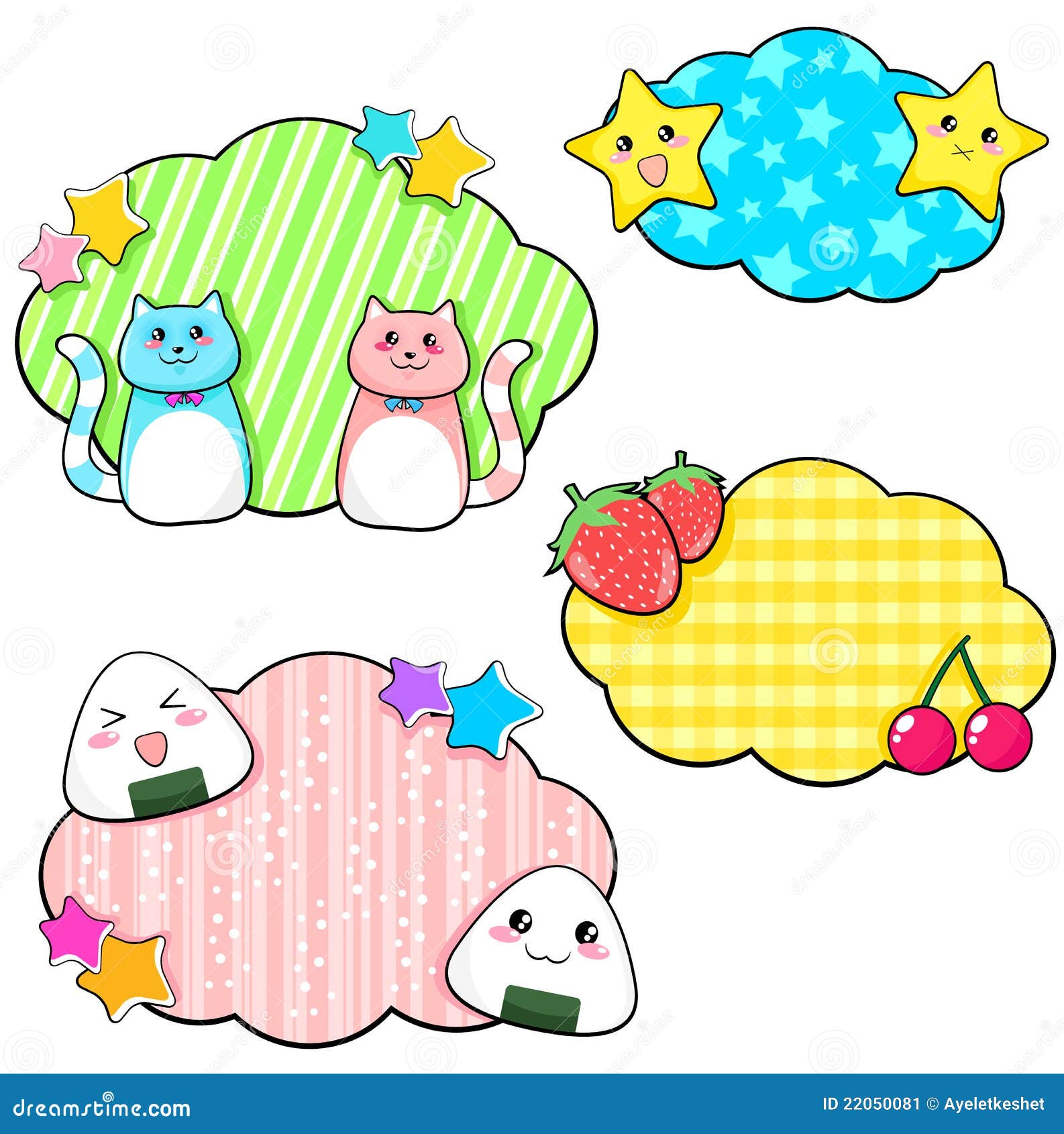 Manga stickers stock vector. Illustration of label, kittens - 22050081