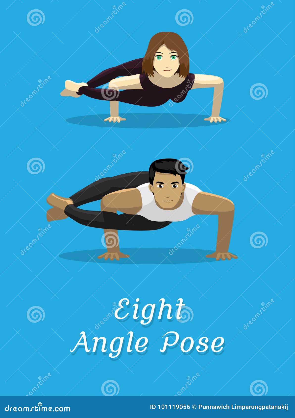 Manga Style Cartoon Yoga Eight Angle Pose Stock Vector - Illustration ...