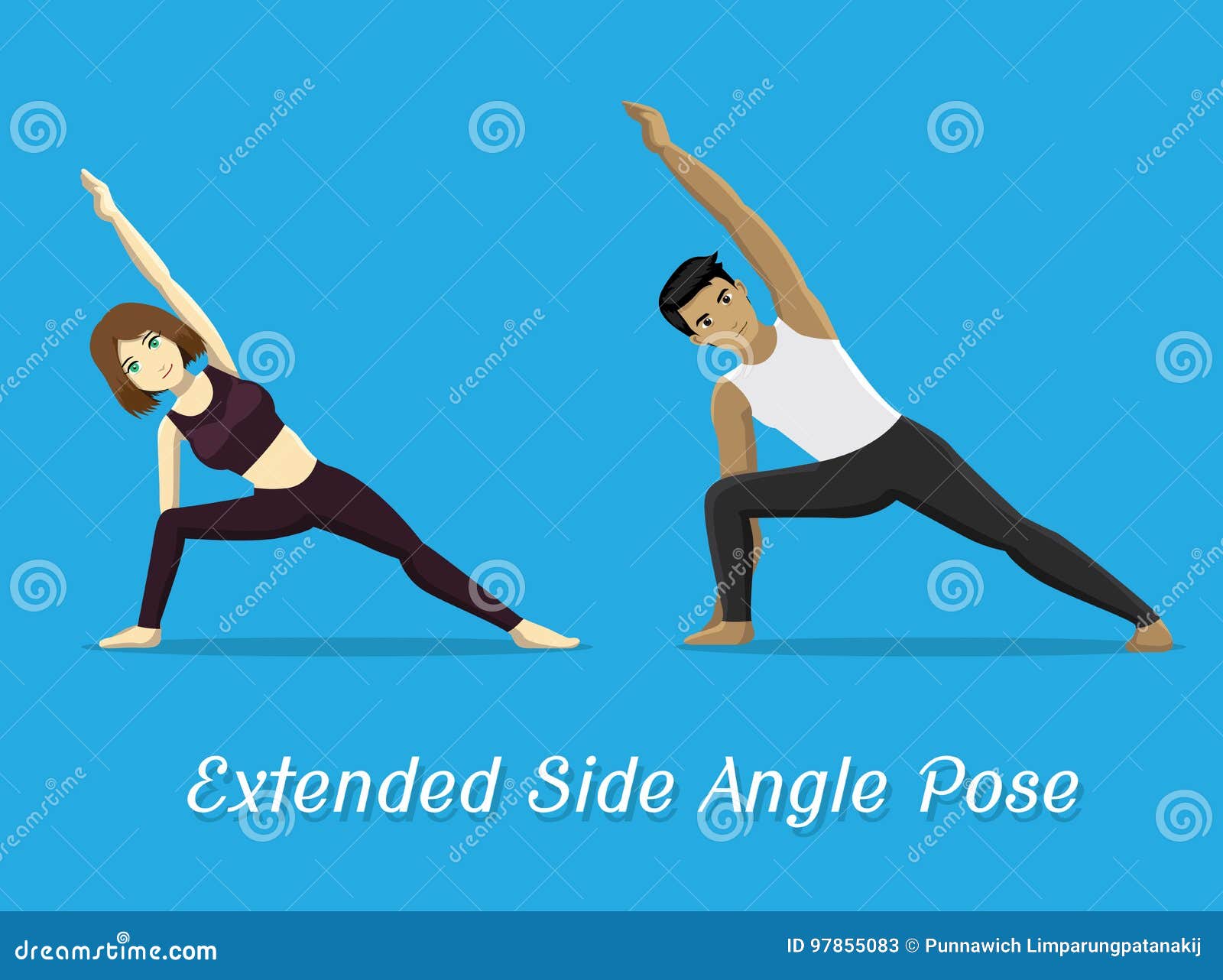 Manga Style Cartoon Yoga Extended Side Angle Pose Stock Vector ...