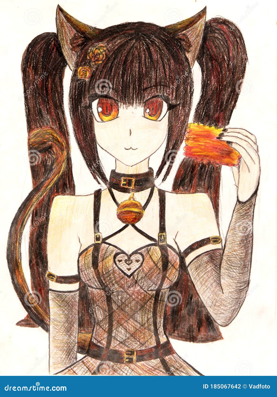 Manga Style Illustration Drawing, Sketch Stock Illustration ...