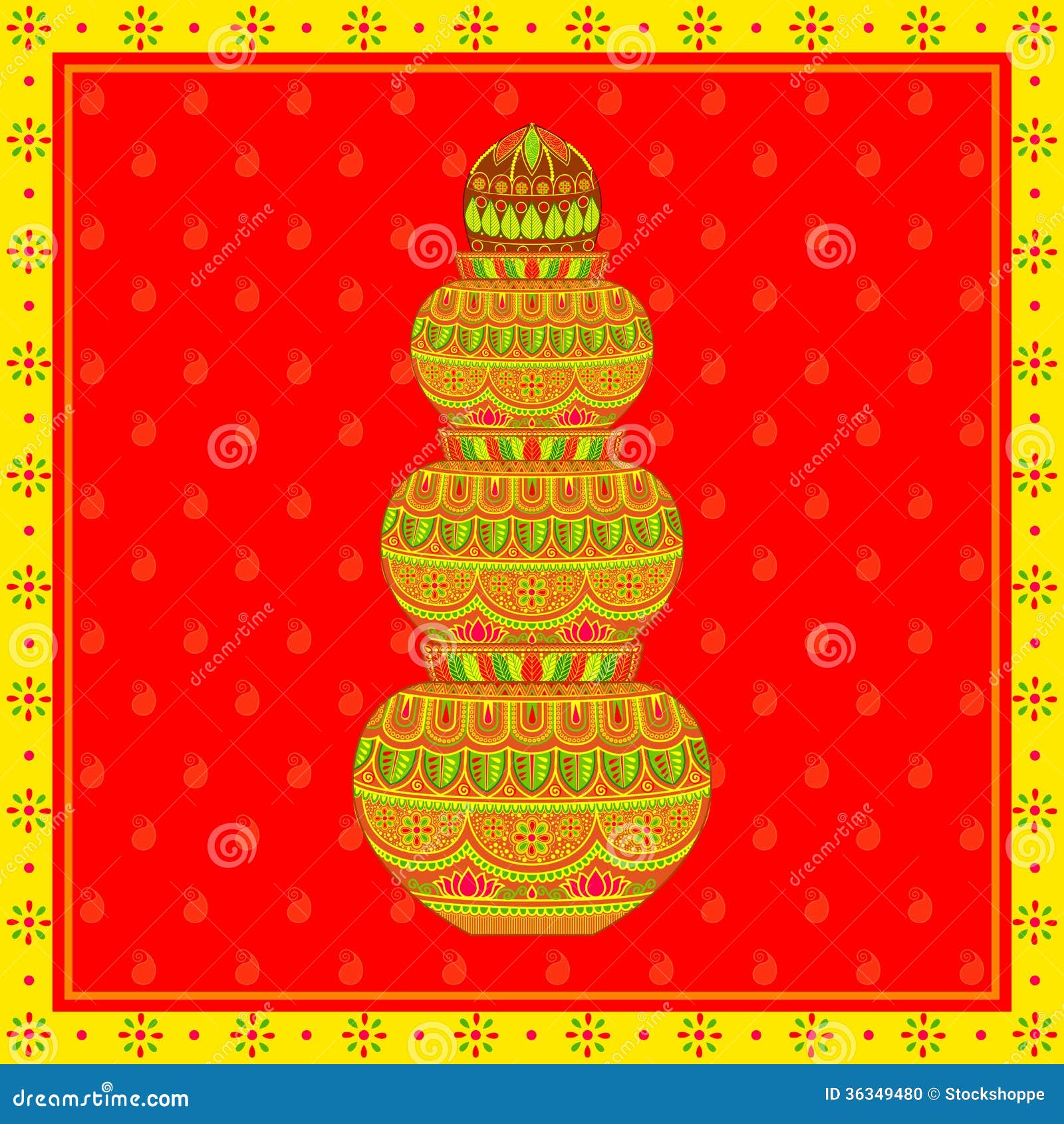 Mangal Kalash With Coconut Cartoon Vector | CartoonDealer.com #92966405