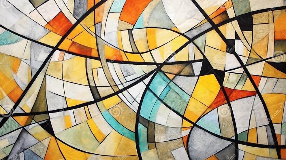 Mangala Abstract Painting, Geometric Forms, Curves 2 Stock Illustration ...