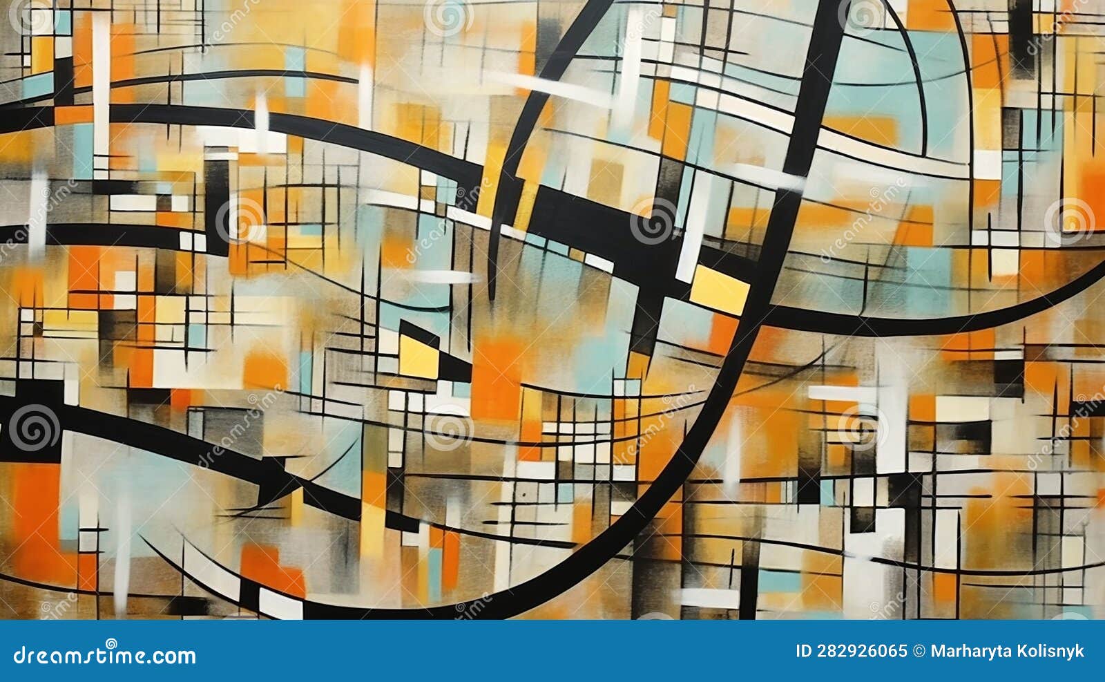 Mangala Abstract Painting, Geometric Forms, Curves 4 Royalty-Free Stock ...