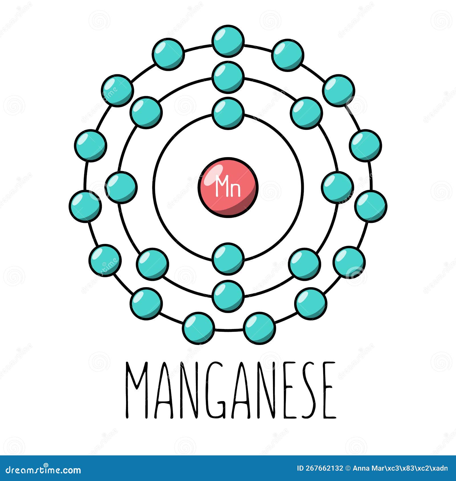 Manganese atom Bohr model stock vector. Illustration of laboratory ...