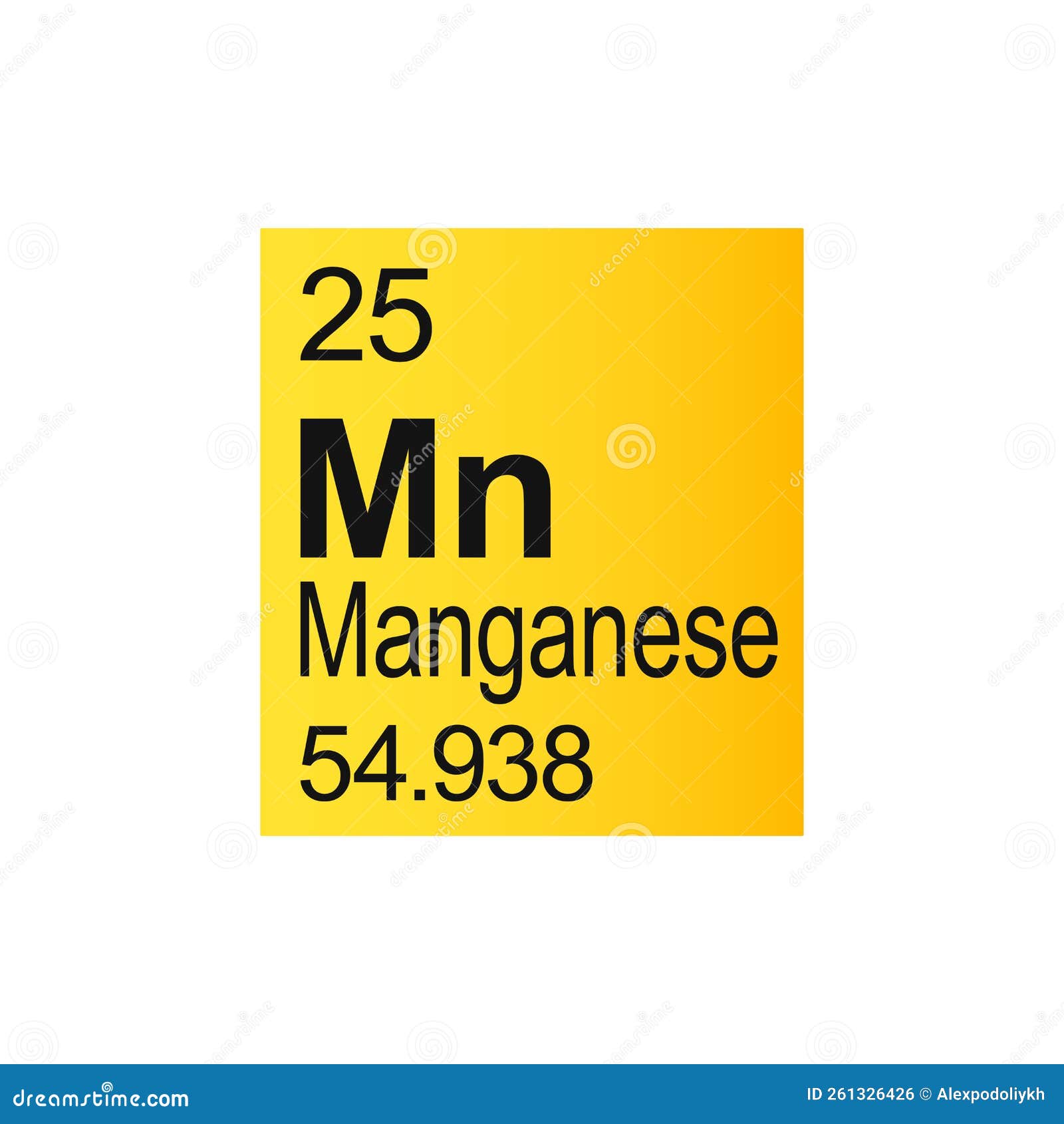 Manganese Chemical Element Of Mendeleev Periodic Table On Yellow