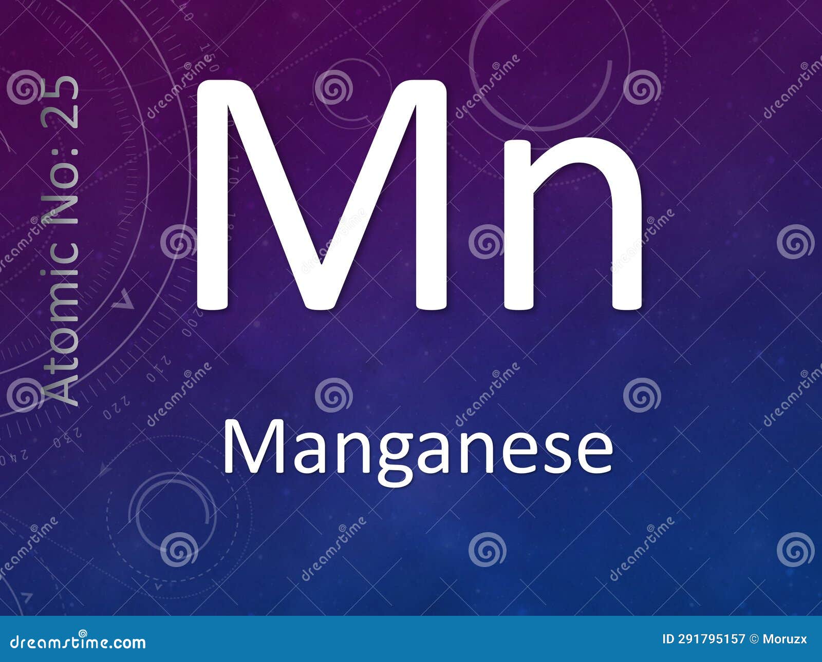 Manganese Chemical Element Symbol On Abstract Background Stock