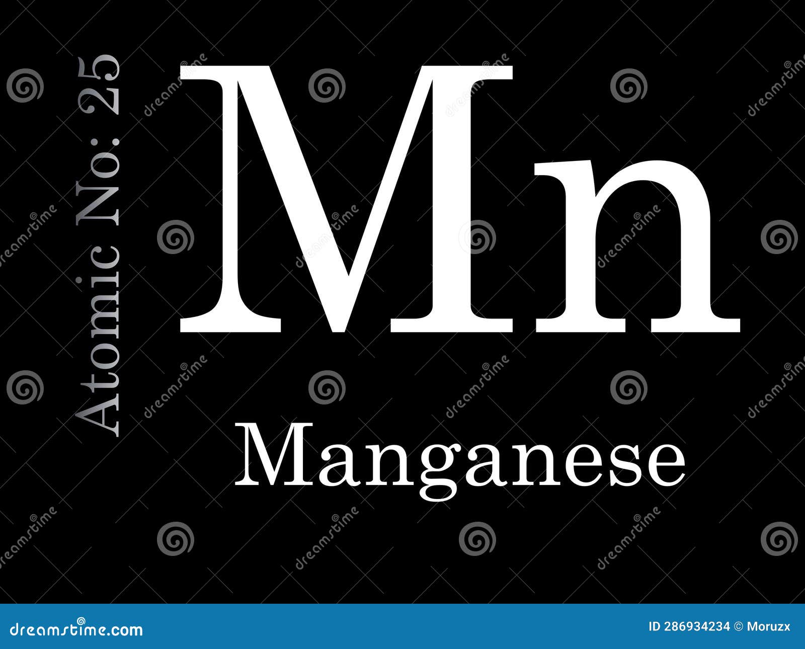Manganese Chemical Element Symbol And Atomic Number Stock Illustration