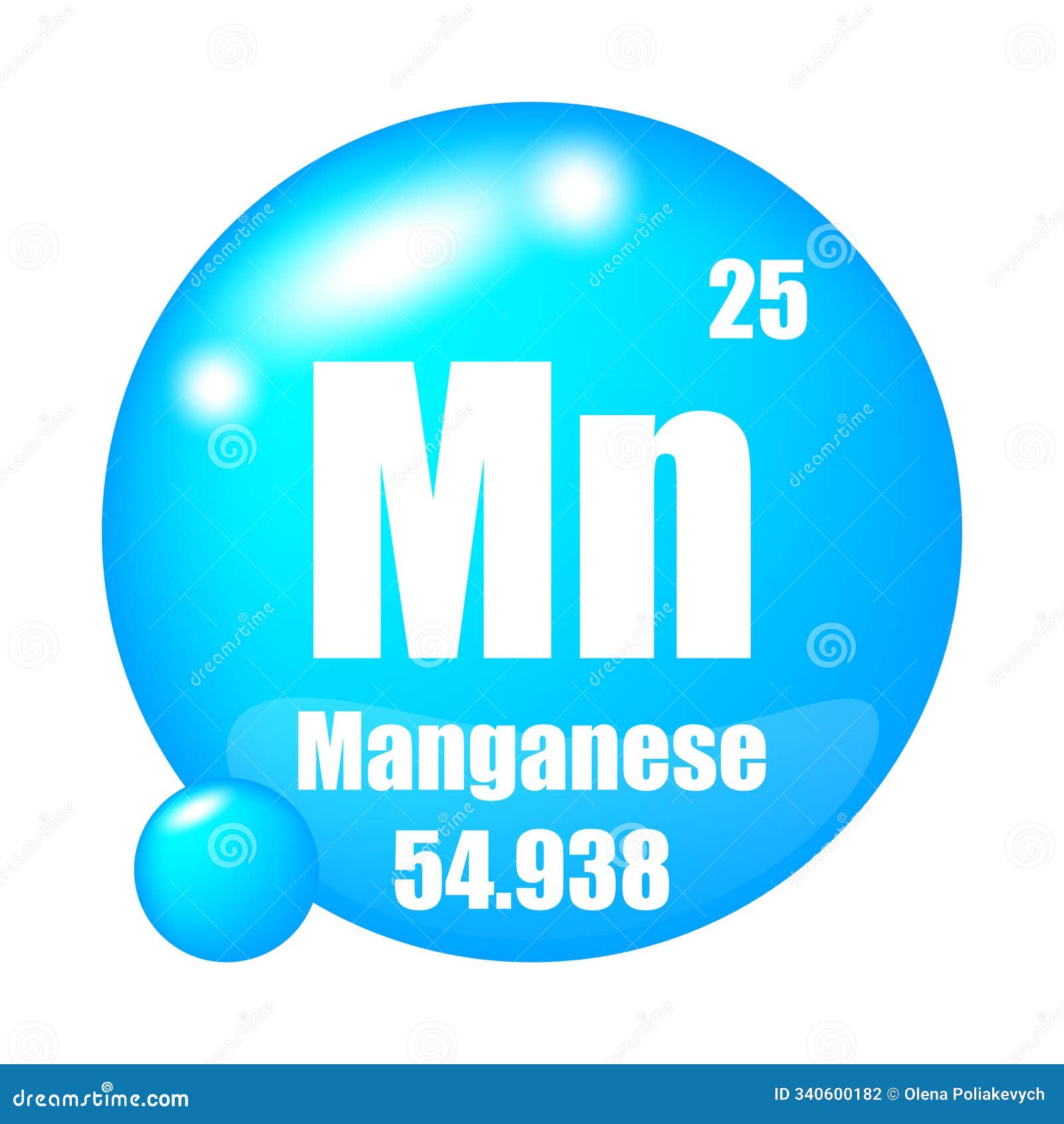 Manganese As Element 25 Of The Periodic Table 3D Illustration On Orange ...