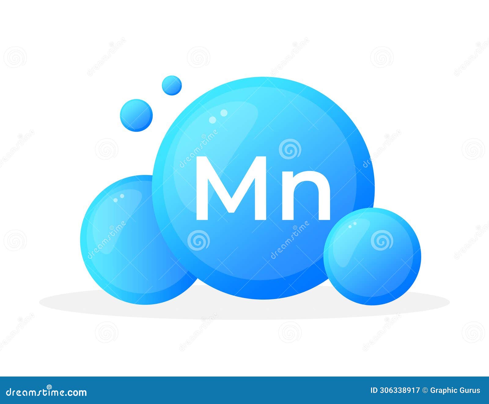 Manganese Mn Element Molecules in a Dynamic Blue Spherical Design Stock ...