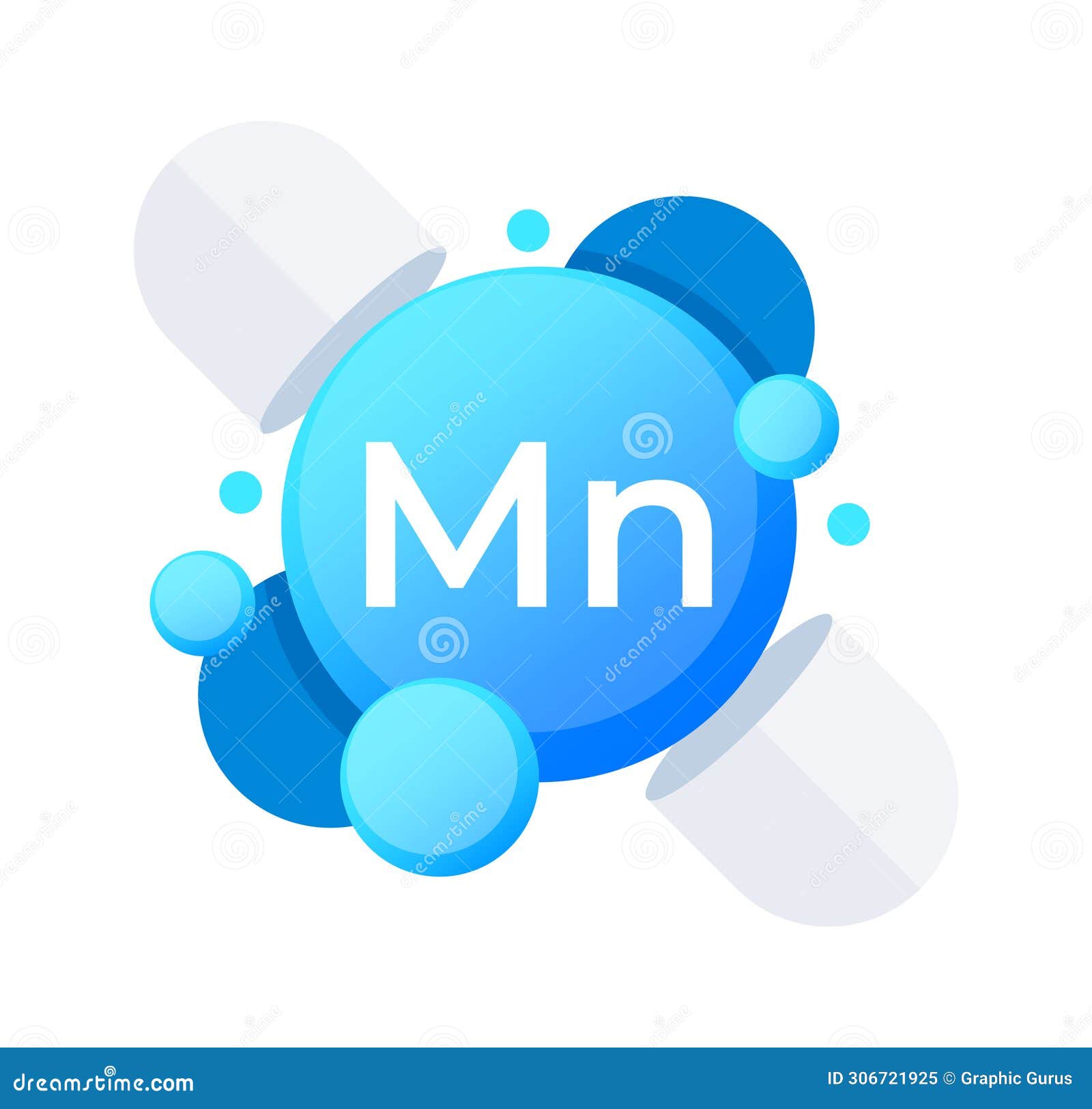 Manganese Mn Element Molecules in a Dynamic Blue Spherical Design Stock ...
