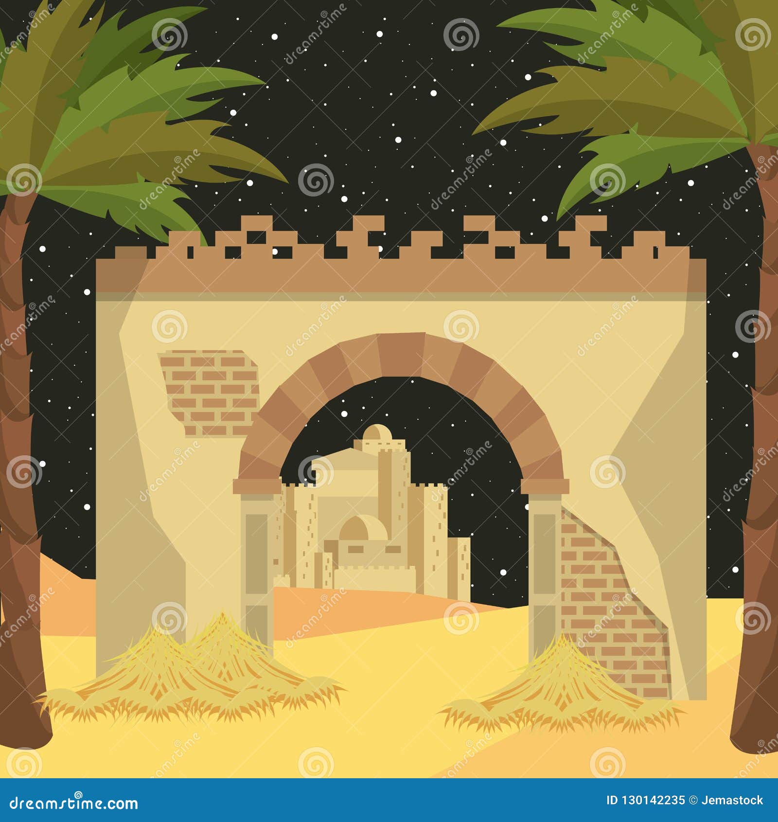 Manger traditional scene stock vector. Illustration of biblical - 130142235