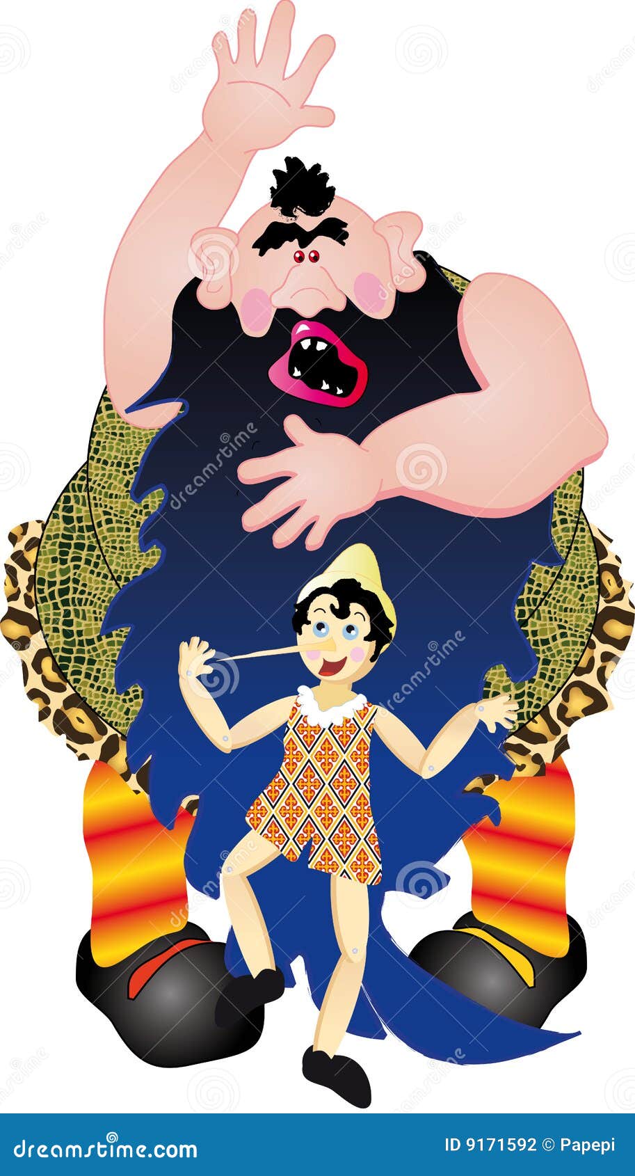 Mangiafuoco and Pinocchio stock illustration. Illustration of character ...