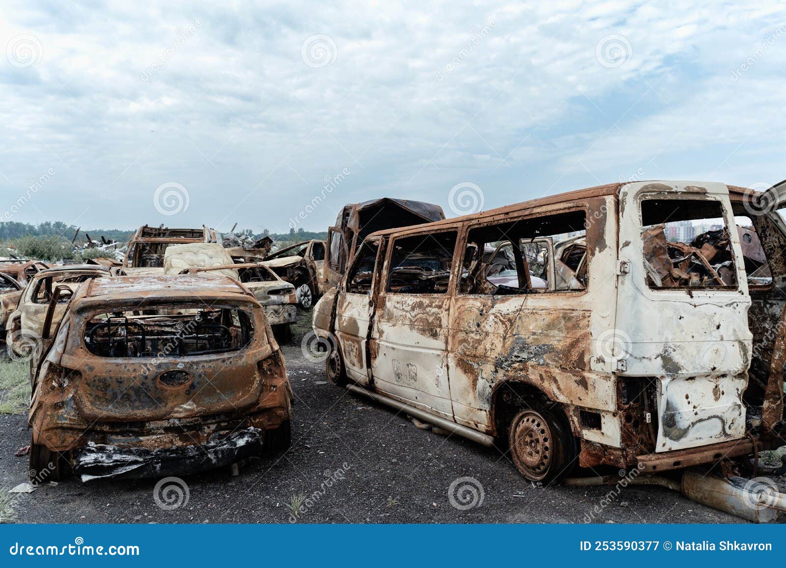 Mangled Car Bodies after Destruction by Russian Artillery in Ukraine ...