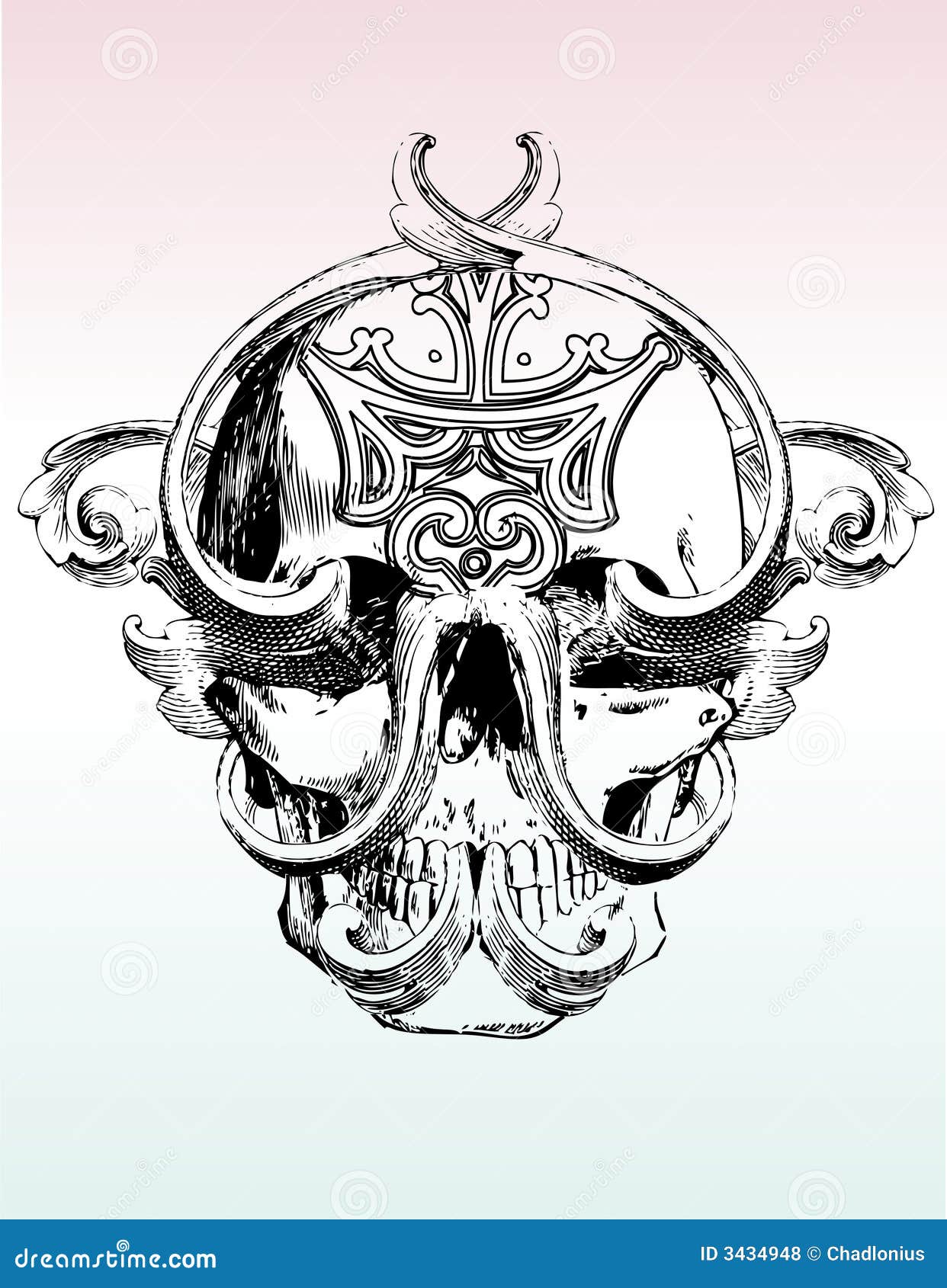 Mangled Grunge Skull Illustrat Stock Vector - Illustration of skull ...