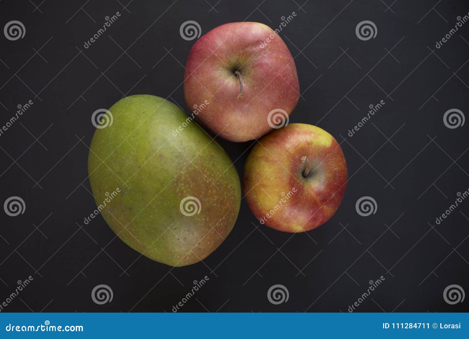 Mango and Apples on a Black Background Stock Image - Image of organic ...