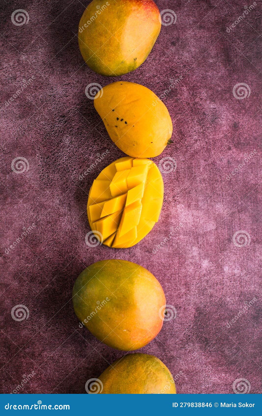 Mango Background Design Concept. Top View of Diced Fresh Mango Fruit ...