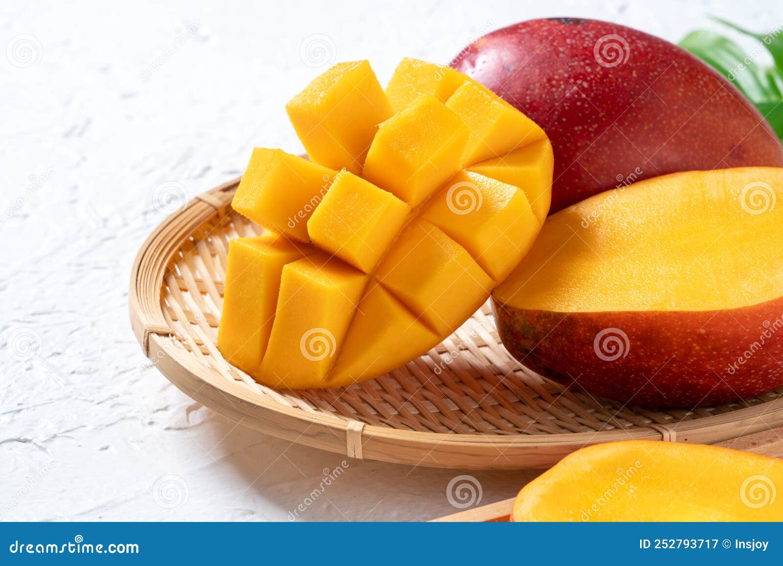 Mango Background Design Concept. Top View Diced Fresh Mango Fruit on ...