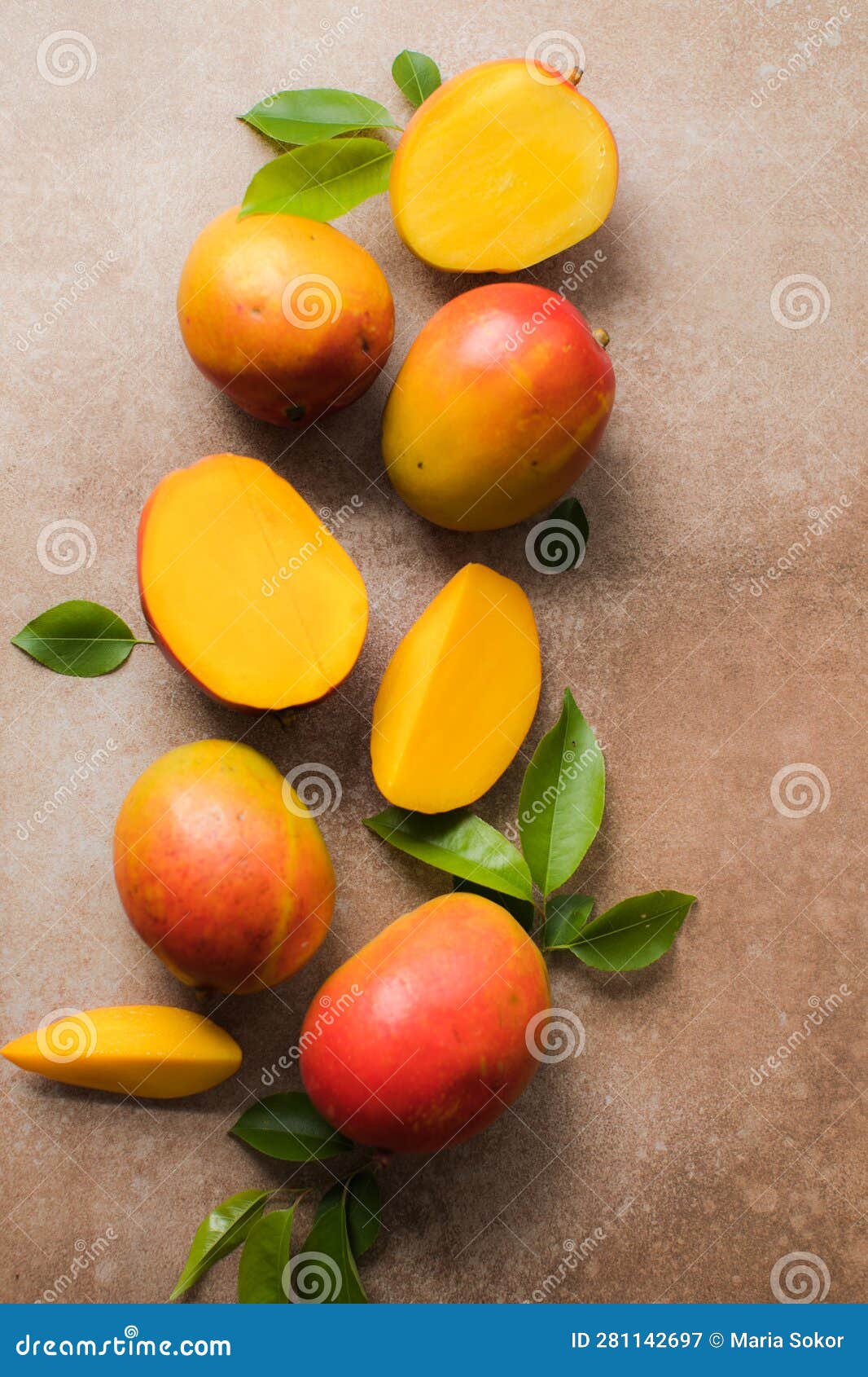 Mango Background Design Concept. Top View of Fresh Mango Fruit Pattern ...