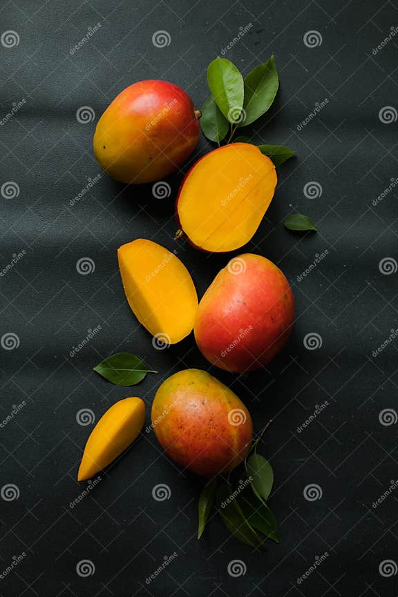 Mango Background Design Concept. Top View of Fresh Mango Fruit Pattern ...