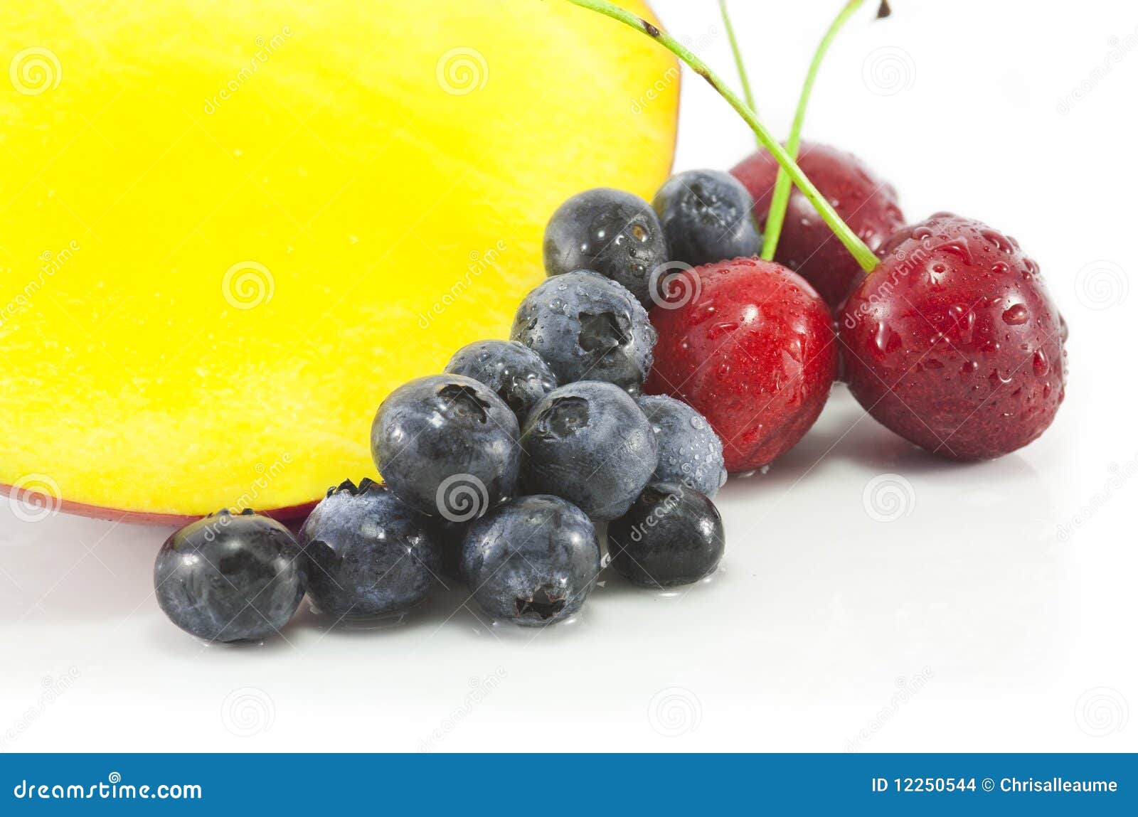 Mango, Blackberries and Cherries Stock Photo - Image of macro, dessert ...