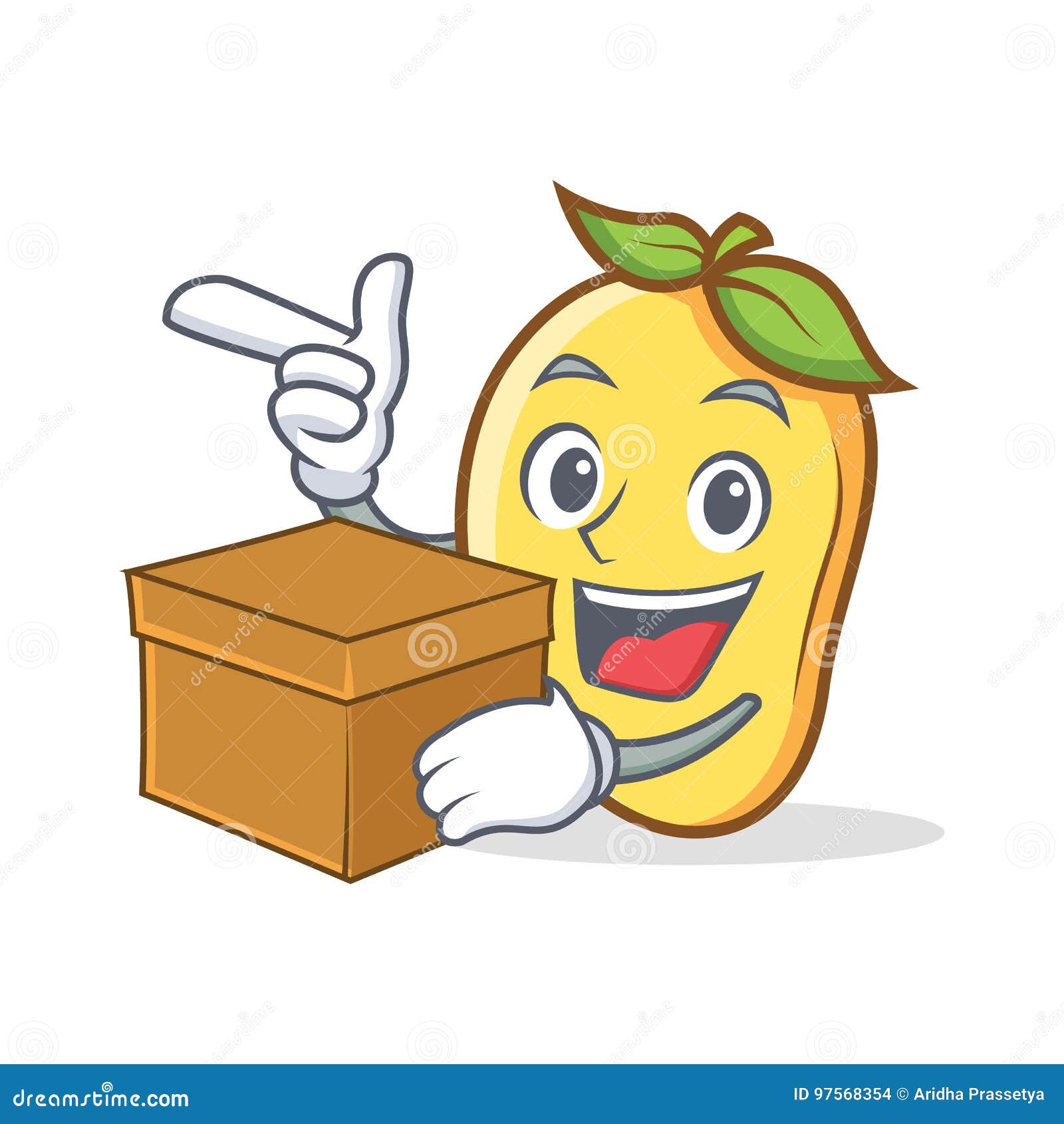 Mango Character Cartoon Mascot with Box Stock Vector - Illustration of ...