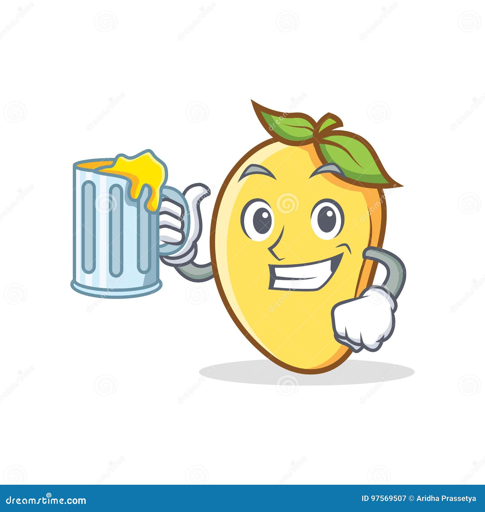 Mango Character Cartoon Mascot with Juice Stock Vector - Illustration ...
