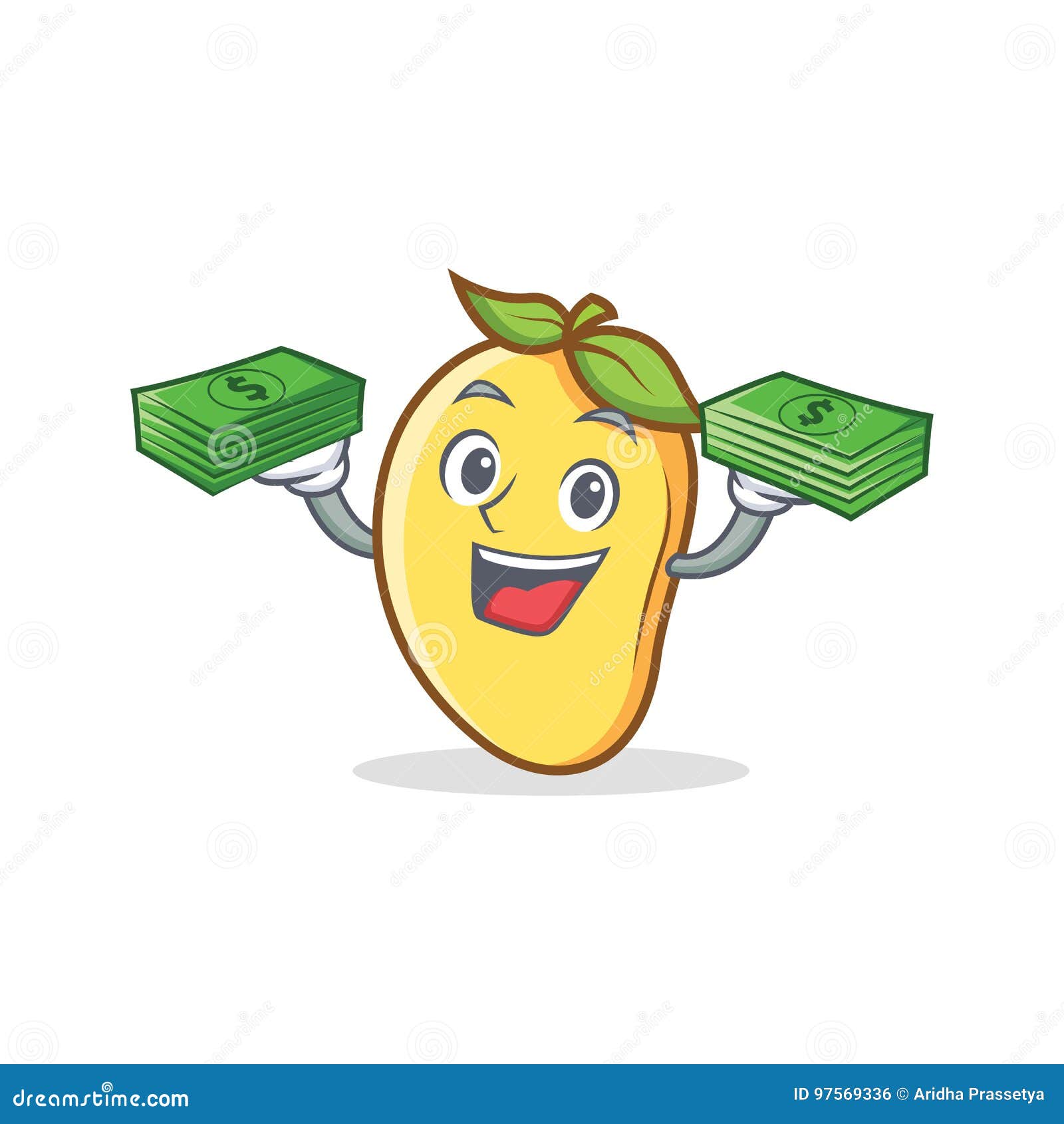 Mango Character Cartoon Mascot with Money Stock Vector - Illustration ...