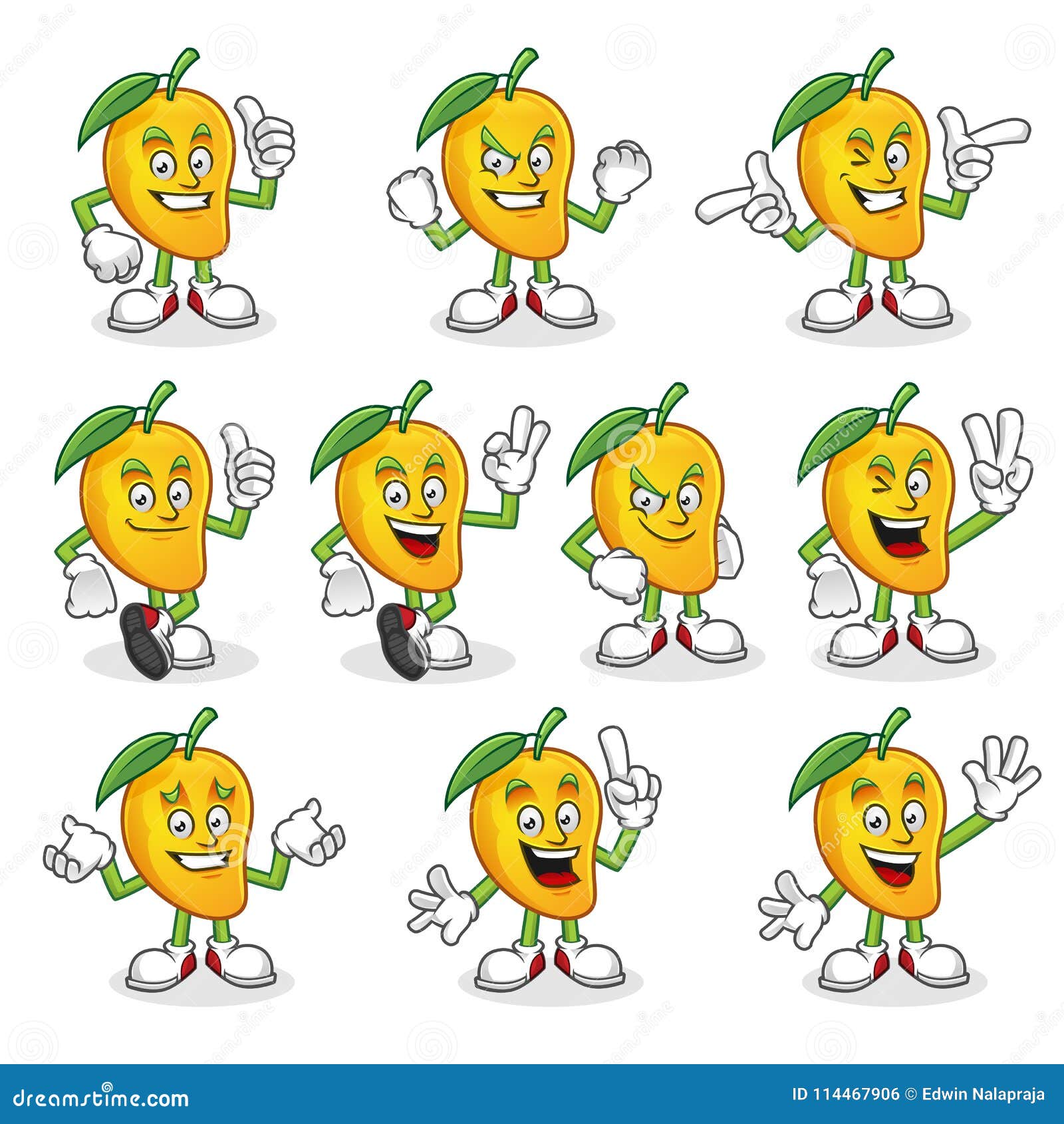 Mango Character Pack stock vector. Illustration of healthy - 114467906