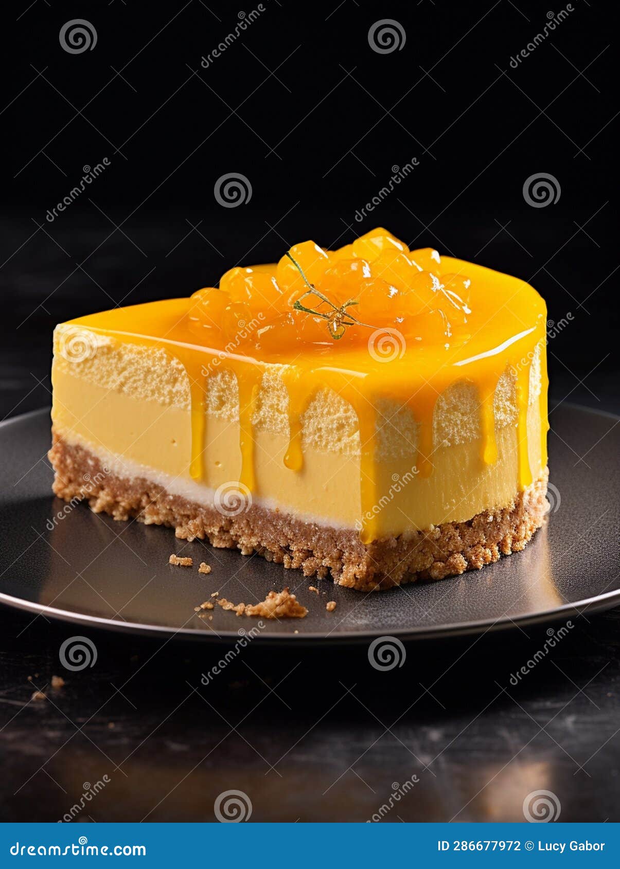 A Mango Cheesecake with a Blur Background Stock Illustration ...