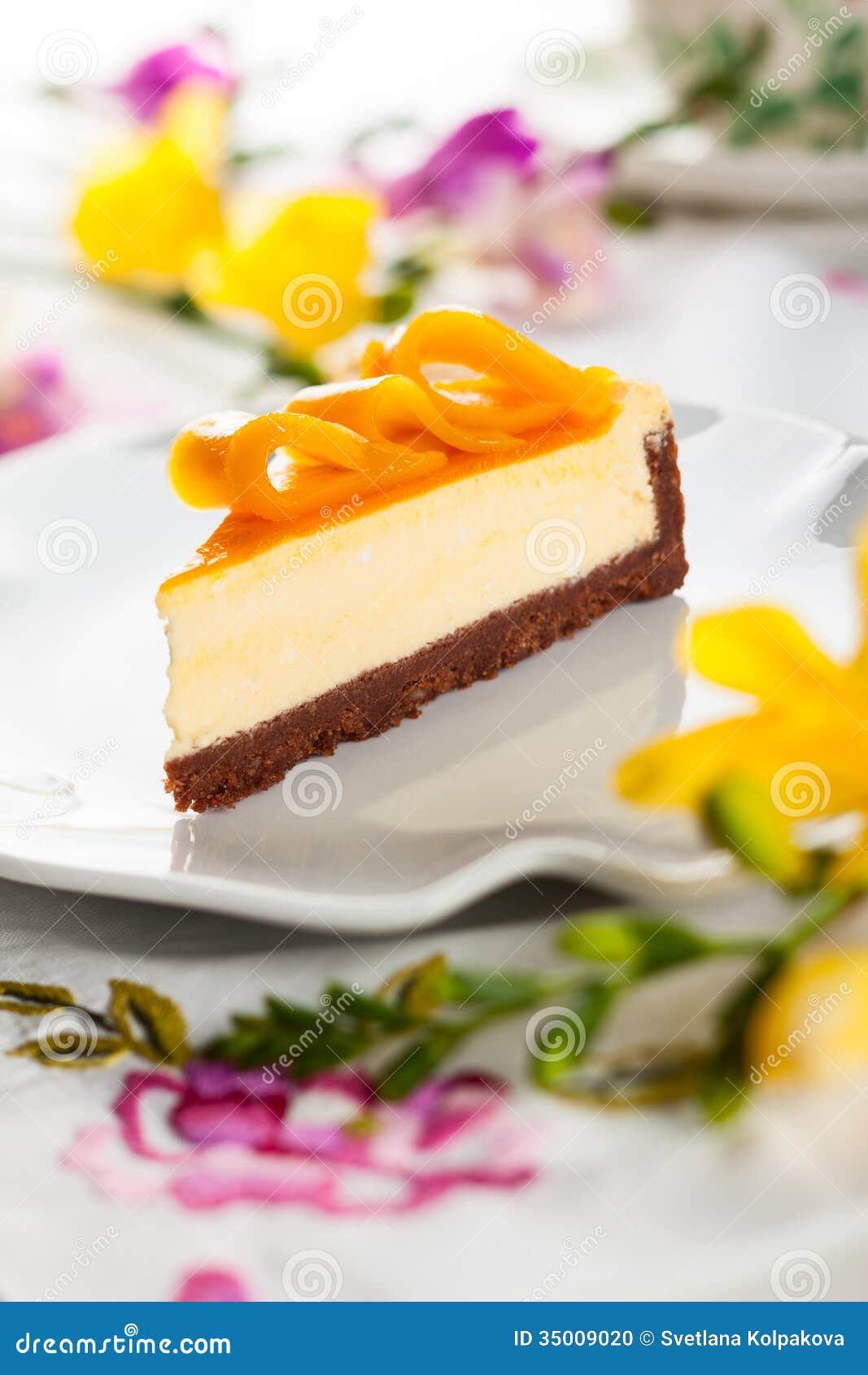 Mango Cheesecake stock photo. Image of garnish, mango - 35009020