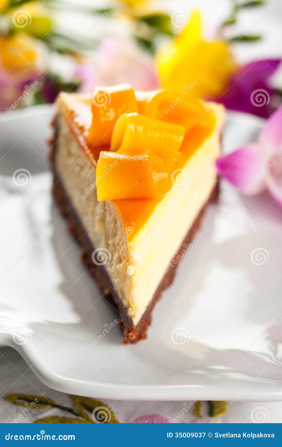 Mango Cheesecake stock image. Image of cream, tasty, garnish - 35009037